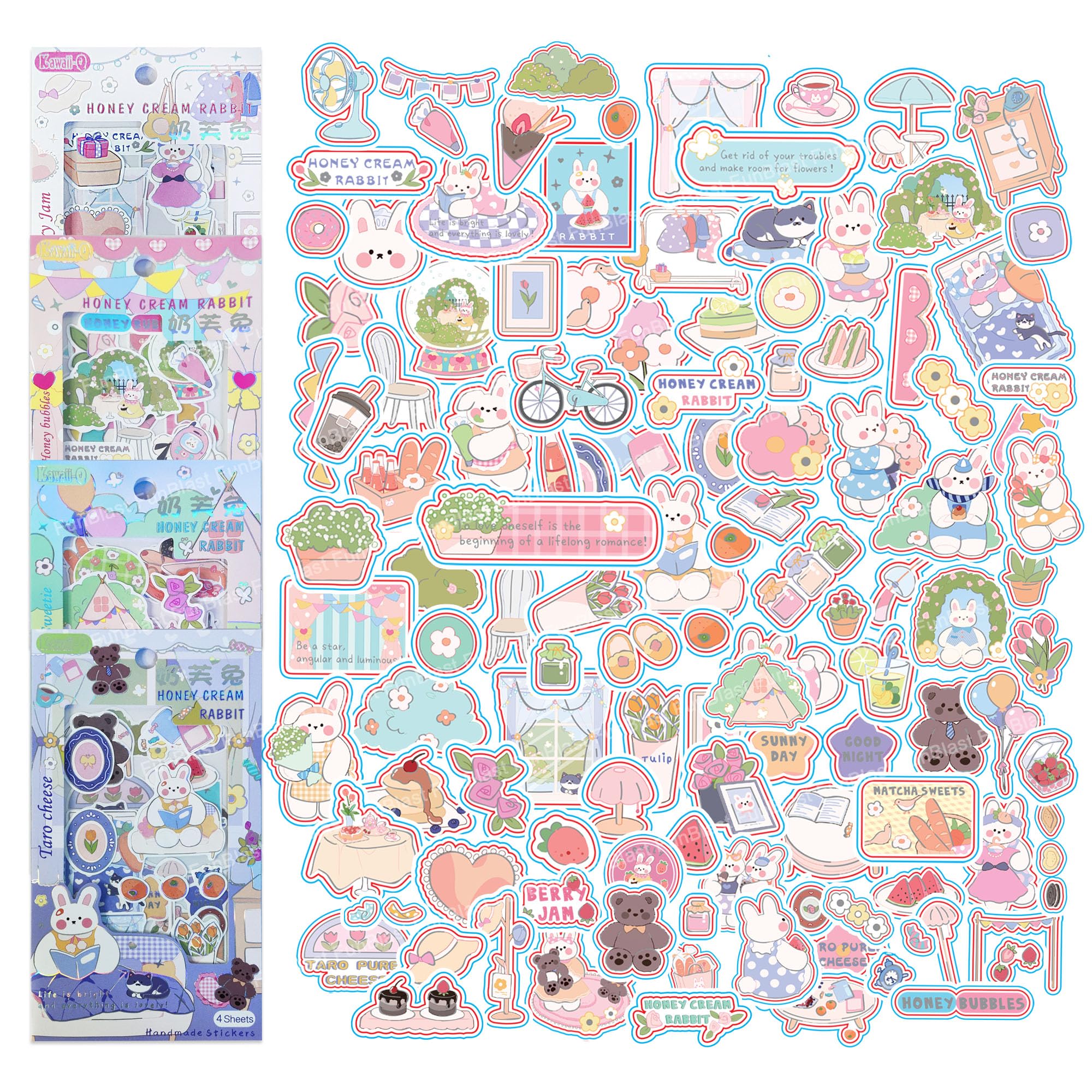 FunBlast Kawaii Stickers Set – 16 Sheet (100+ Pcs) DIY 3D Stickers for ...
