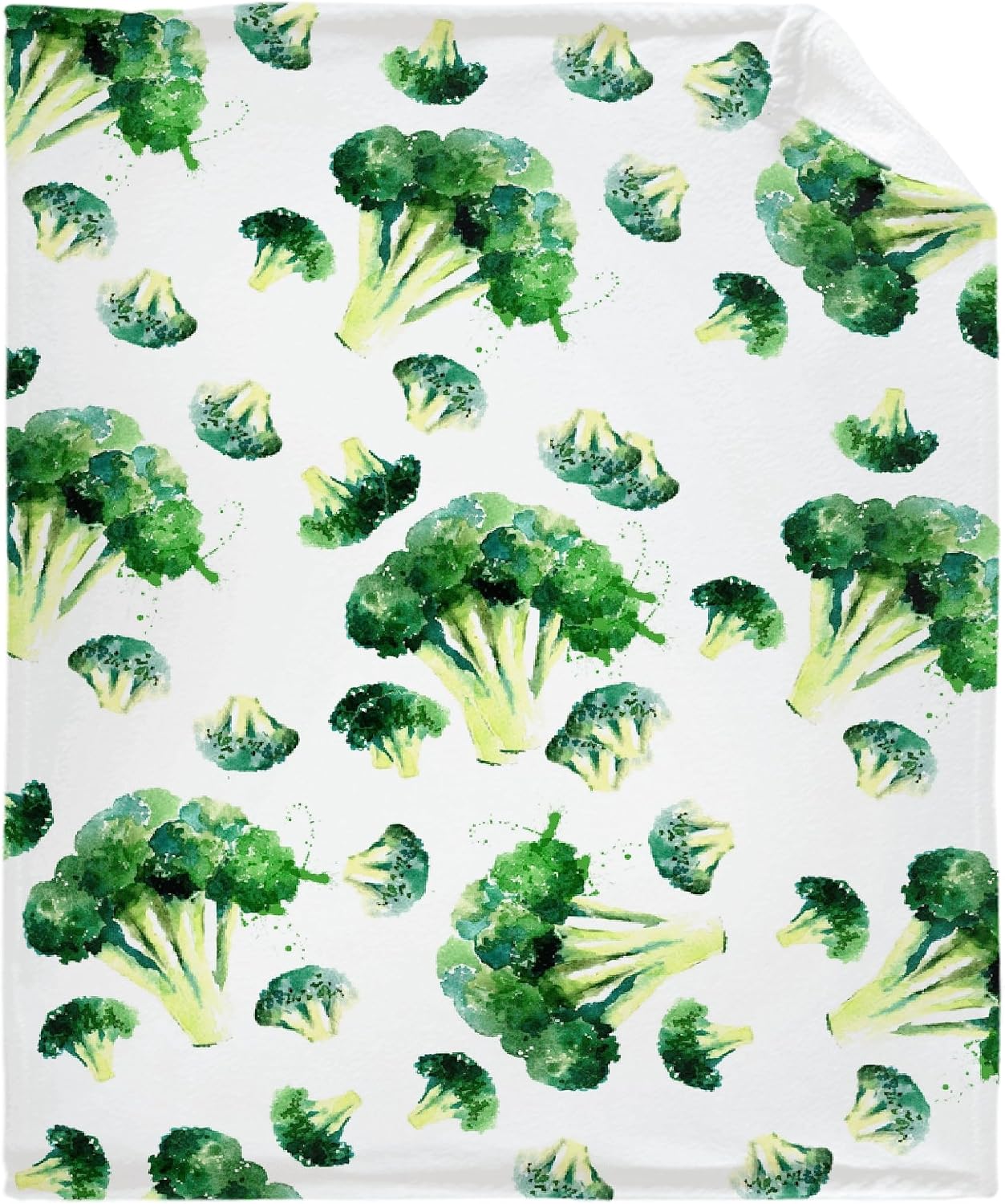 Amazon.com: Broccoli White Food Vegetable Watercolor Blanket 30"x40 ...