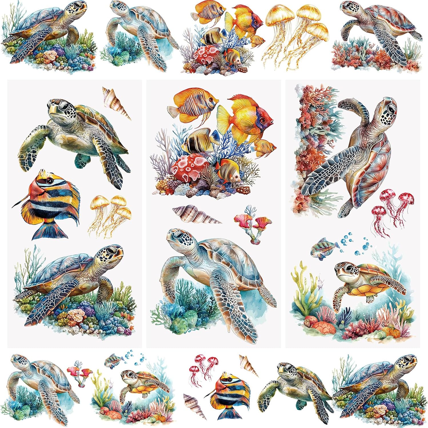 Amazon.com: WANDIC 3Pcs Marine Animal Theme Rub On Transfer Sticker ...