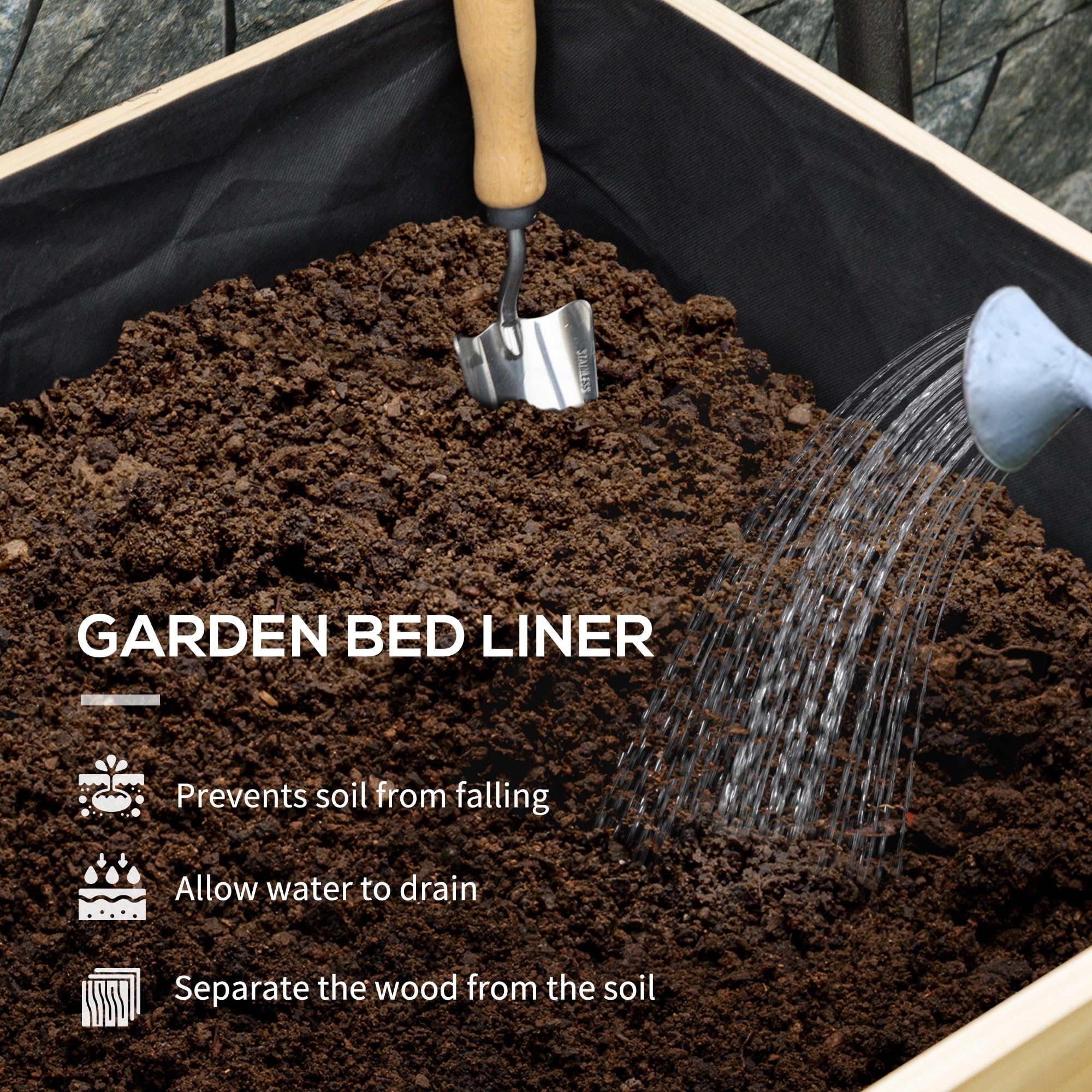 Raised Bed Plastic Soil Cover Raised Growing Bed 1m X 2m X 30cm Flat