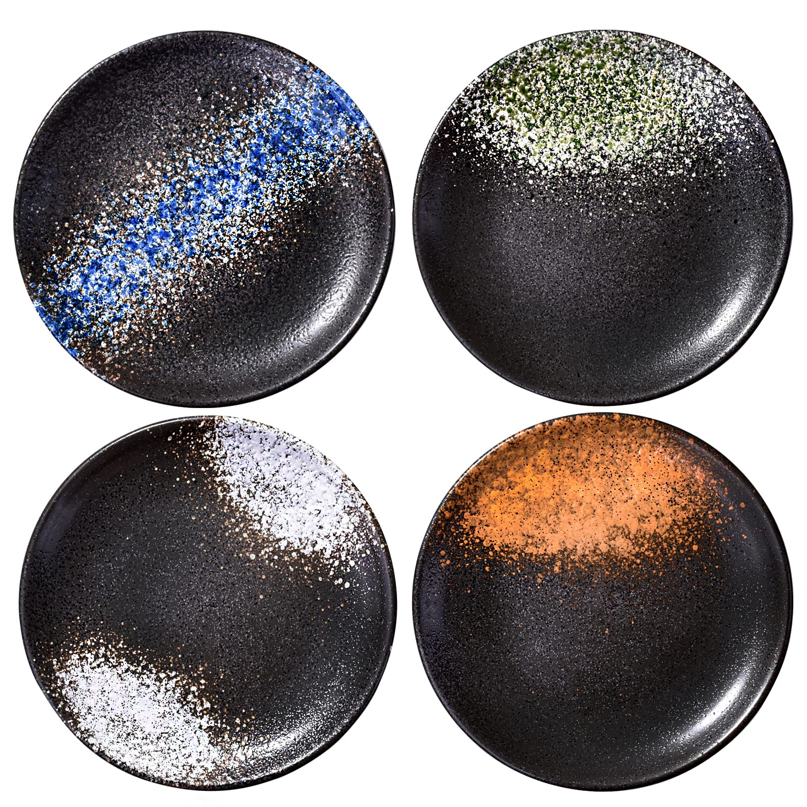 Amazon.com: LMRLCS Japanese Dinner Plates Set of 4, Ceramic Round ...