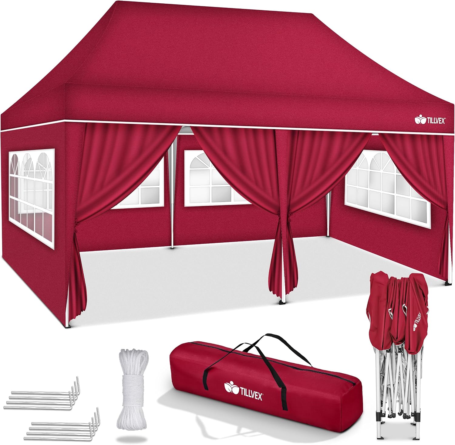 Amazon.de: tillvex Pavillon 3x6m wasserdicht | Pop-Up Faltpavillon ...