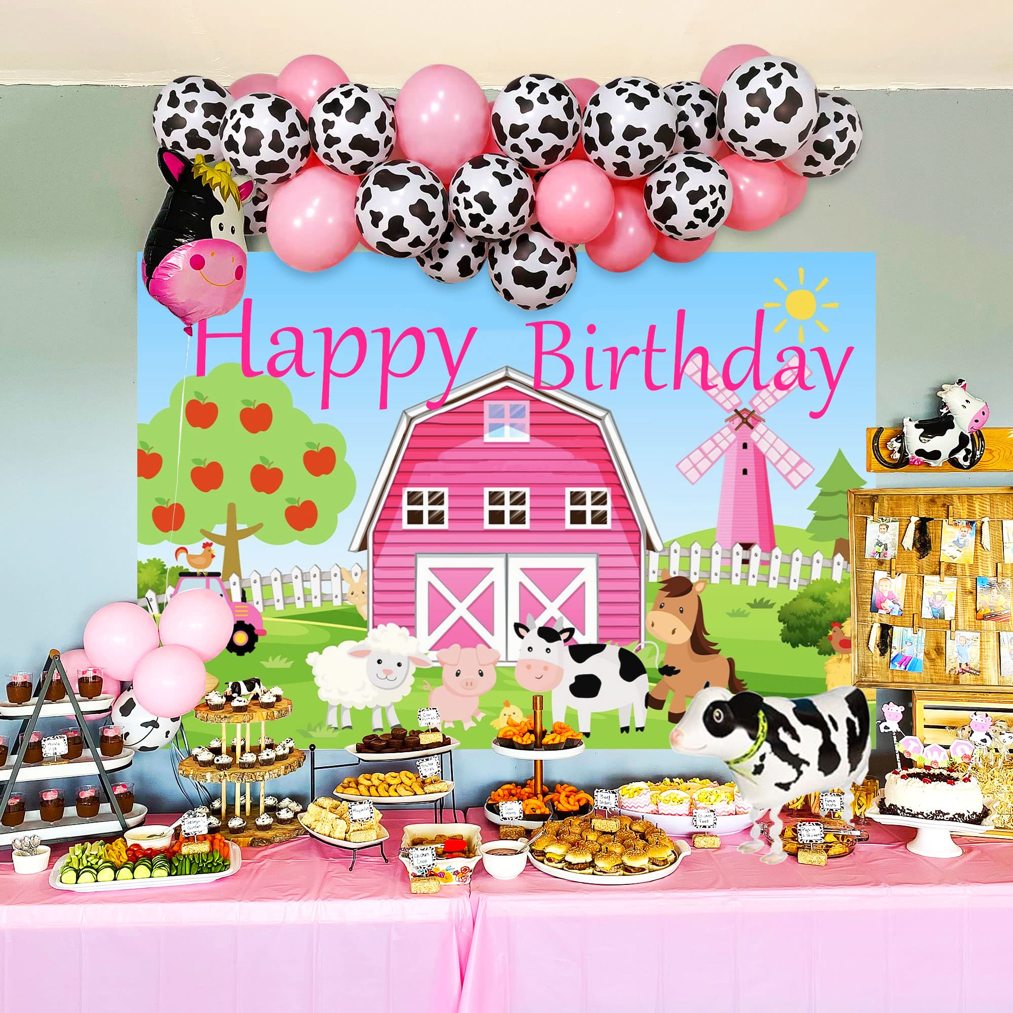 Buy JeVenis 59 PCS Pink Farm Animals Party Supplies Cow Birthday ...
