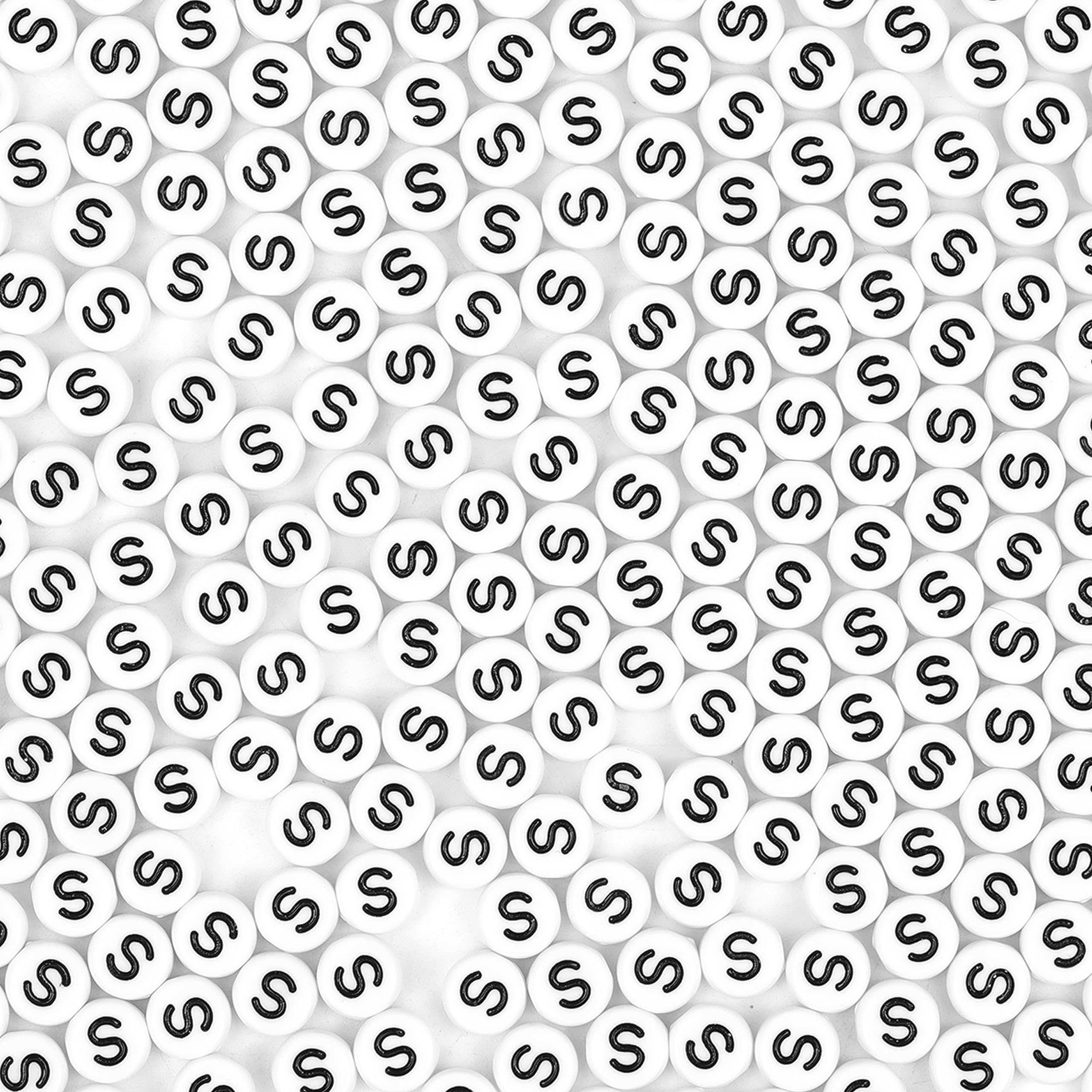 Amazon.com: Auvoau 300Pcs Letter Beads S 4X7mm White Alphabet Beads ...