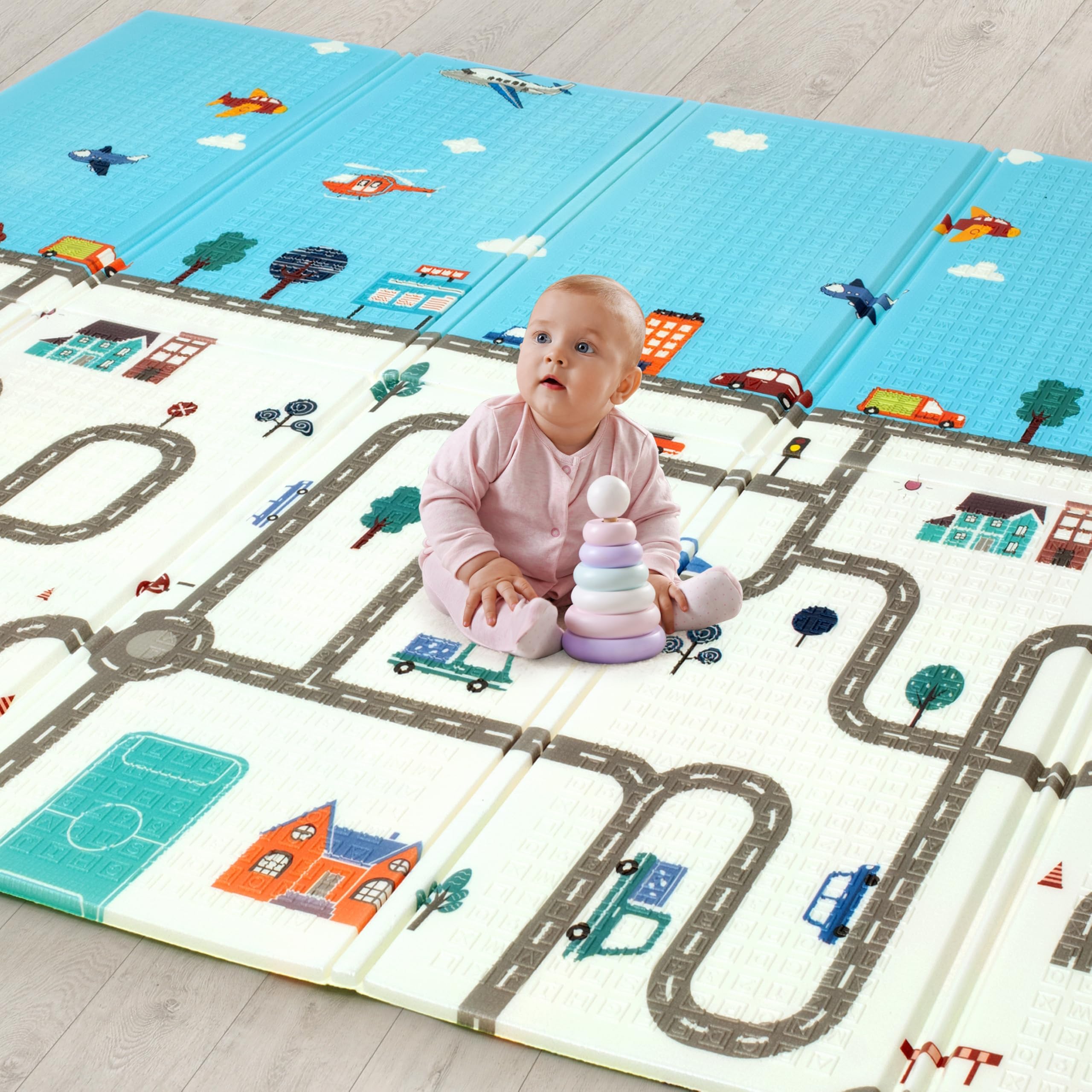 LuvLap Cityscape Double Sided Water Proof Baby Floor Mat, Multicolor ...