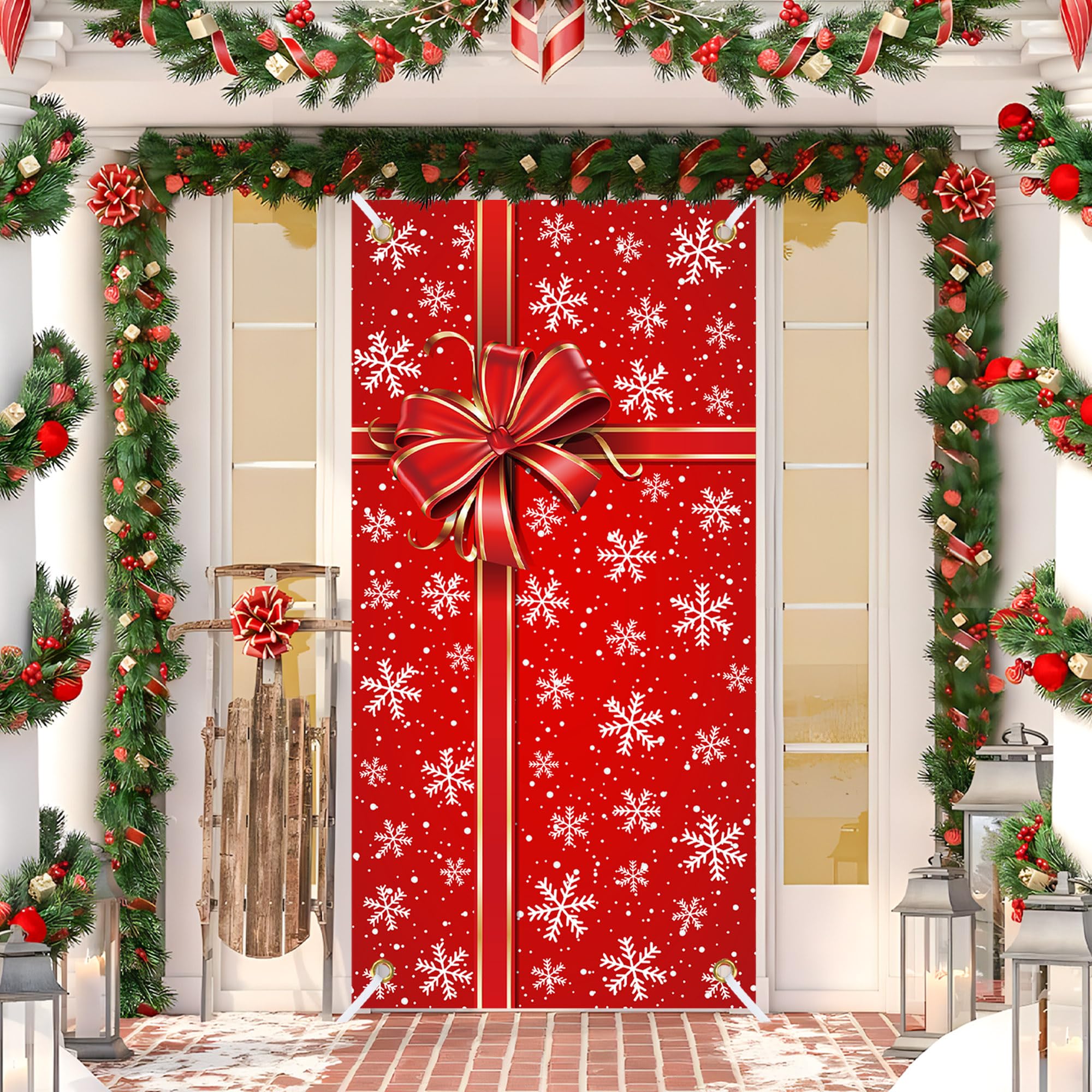 Snapklik.com : Fairooth Christmas Door Cover Christmas Red Gift Box ...