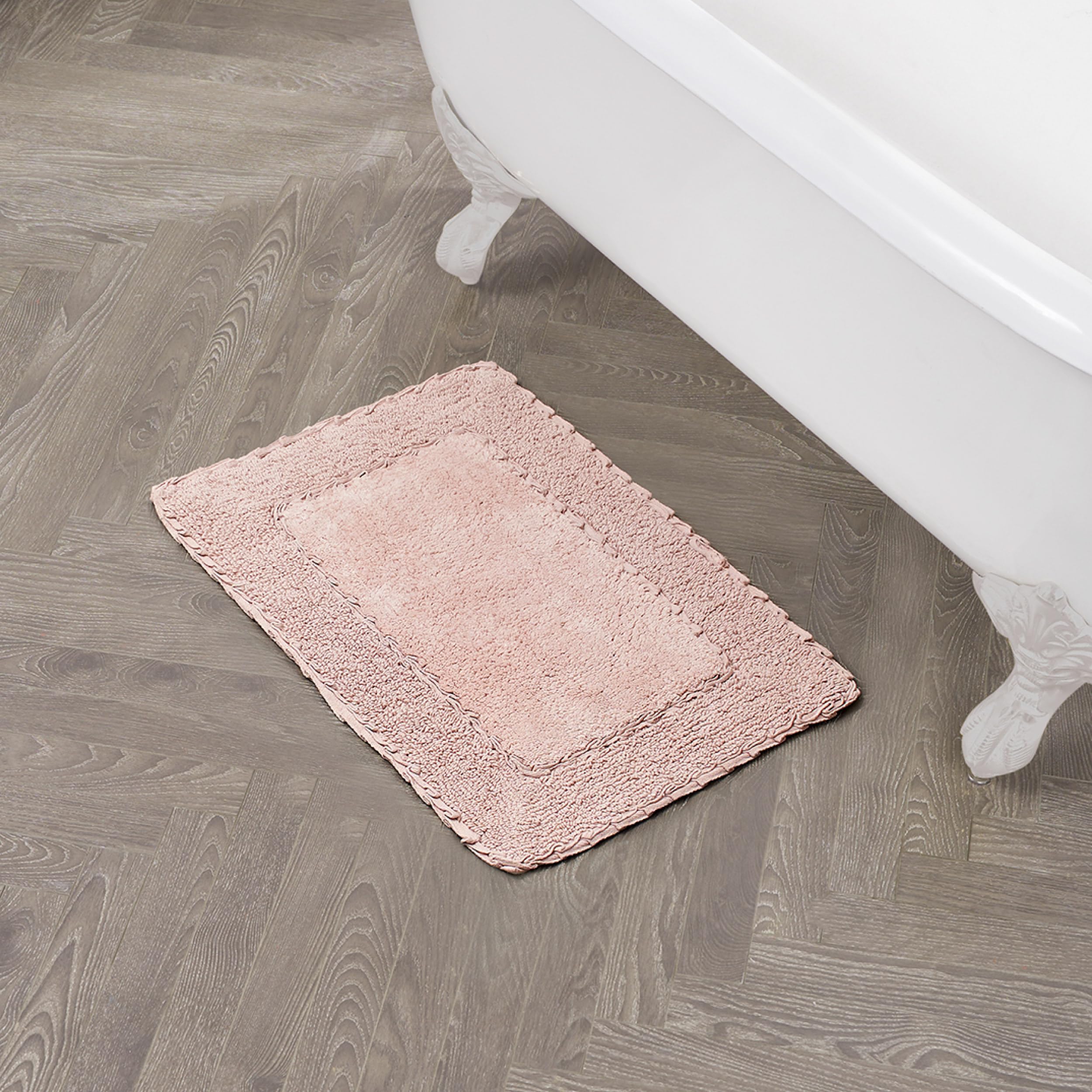 Amazon.com: Laura Ashley Ruffle Cotton 17" x 24" Bath Rug, Blush : Home ...