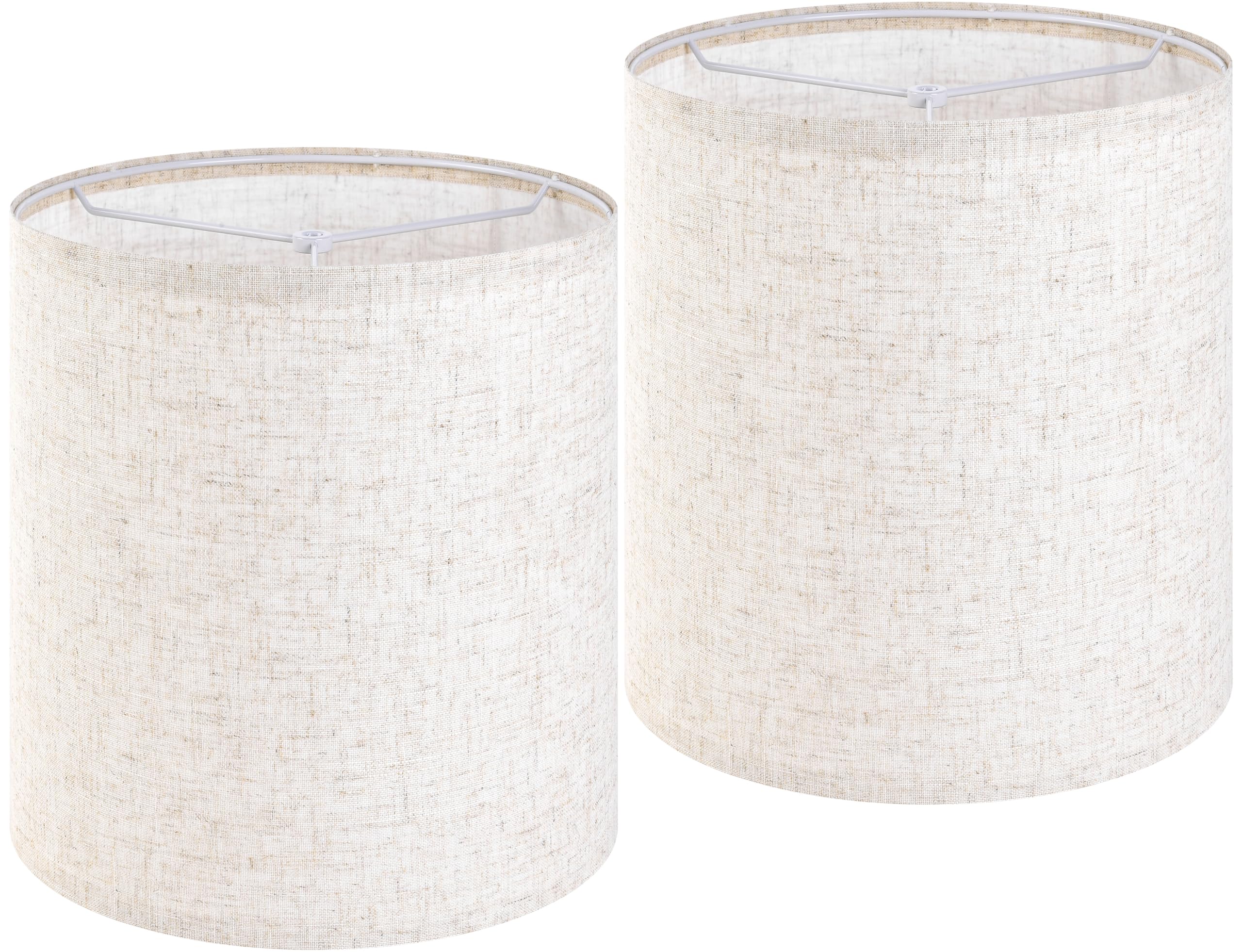 GO&SO 10x10x10 inch Oatmeal Linen Small Drum Lamp Shades Set of 2 ...