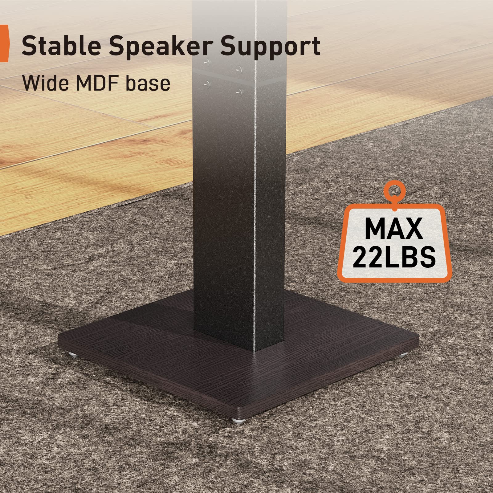 Perlegear Universal Bookshelf Speaker Stand with Aluminum Column for ...