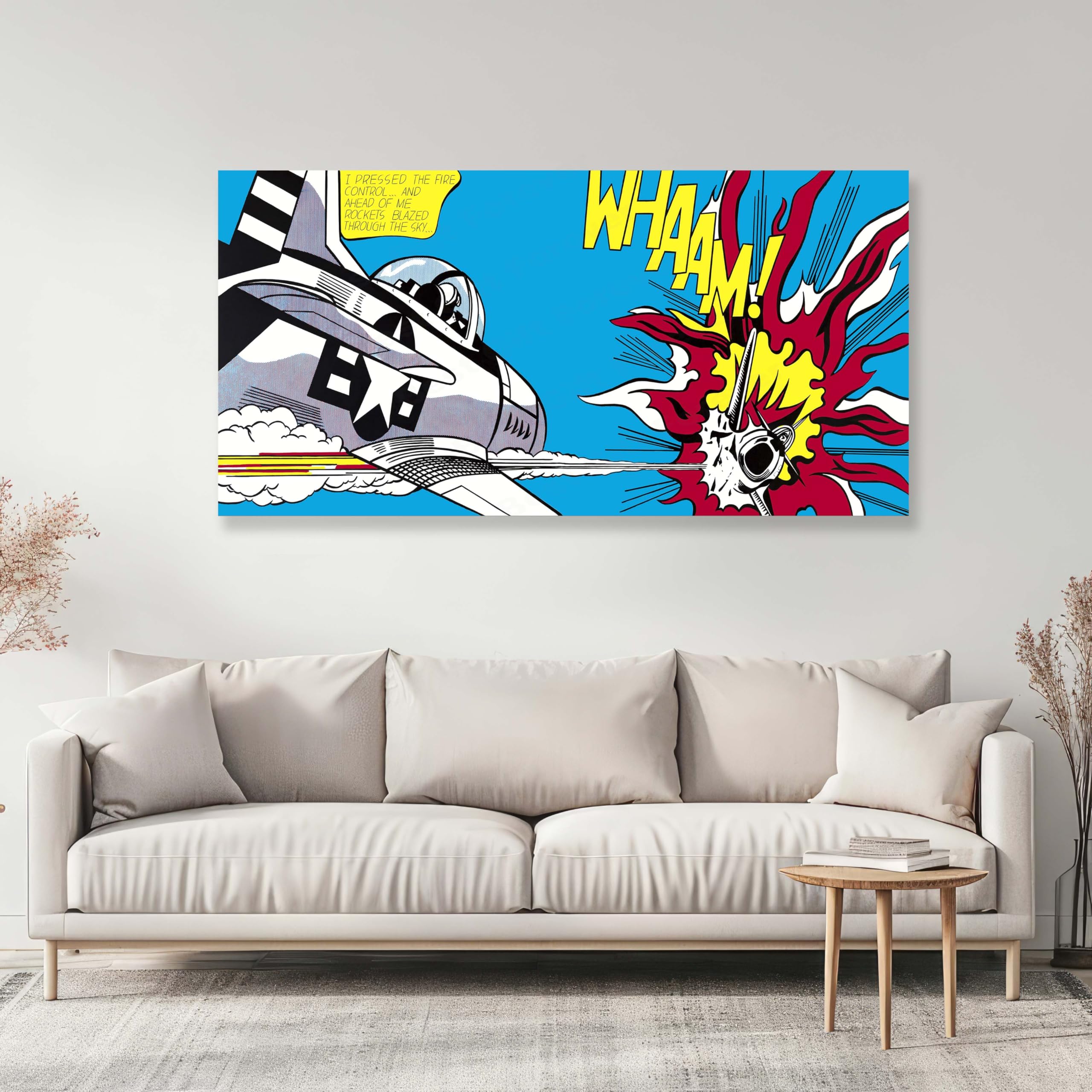 Roy Lichtenstein Pop Art Wham Framed Canvas Roy Lichtenstein Whaam!