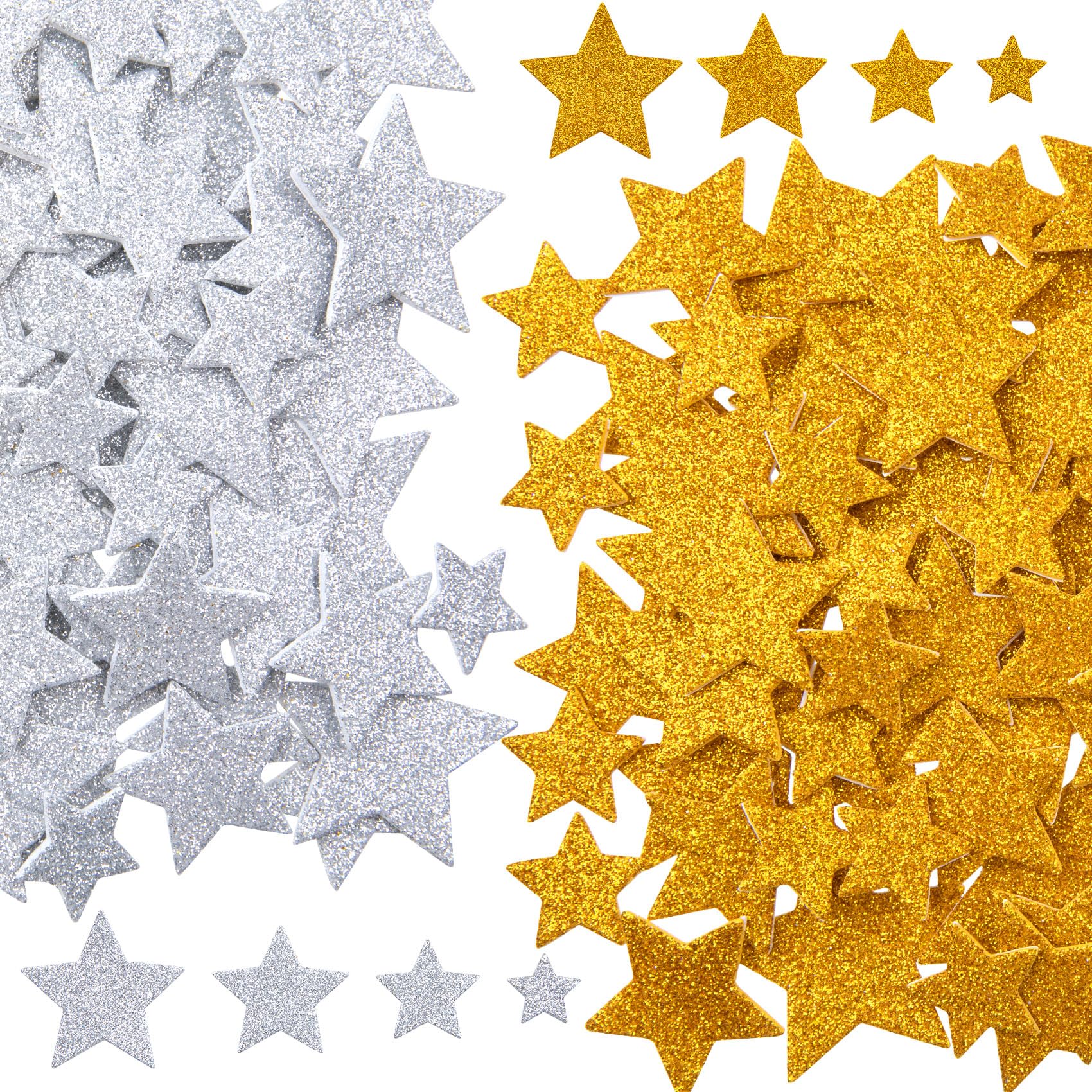 Amazon.com: Isslly 100PCS Glitter Foam Star Stickers, Gold Silver Star ...