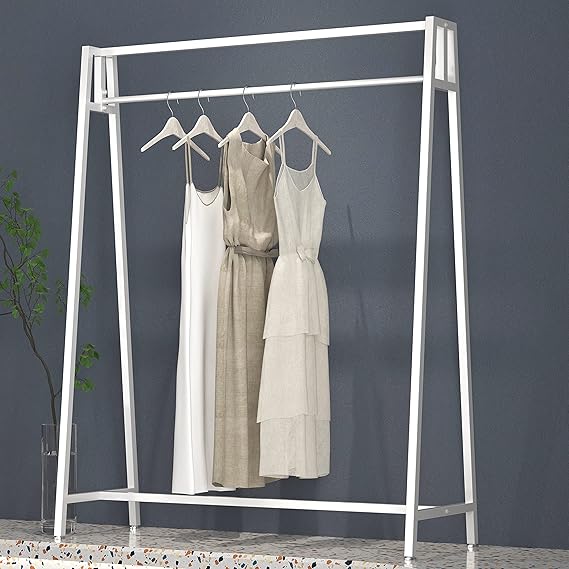 Amazon.com: HOMEKAYT White Clothing Racks for Hanging Clothes, Heavy ...