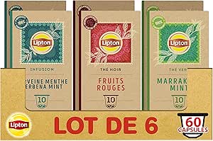 Lipton Assortiment de 3 Thés en Capsules Compatibles Nespresso : Thé ...