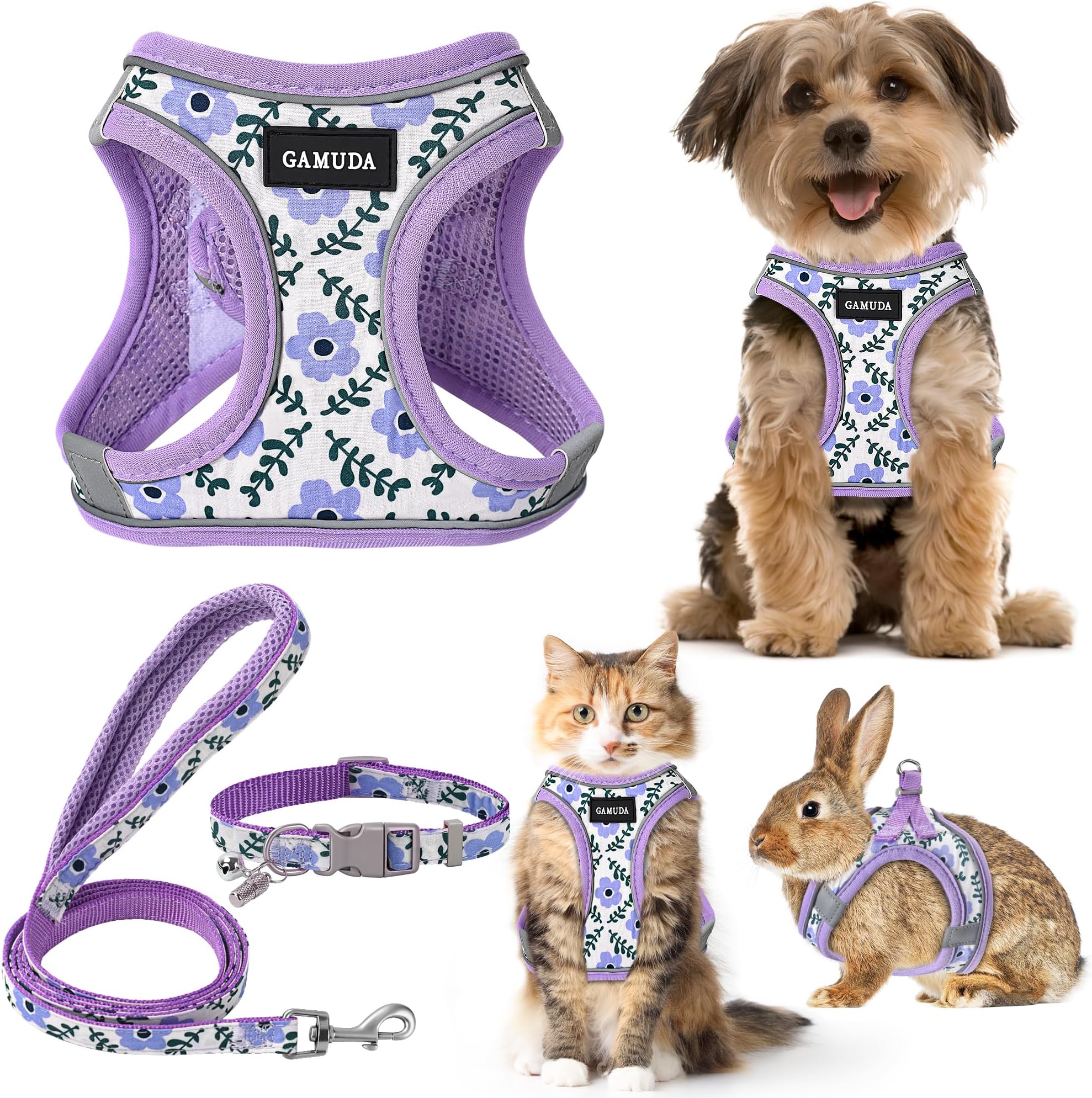 Amazon.com : BEAUTYZOO Step in Dog Harness and Leash Set,Floral Pattern ...