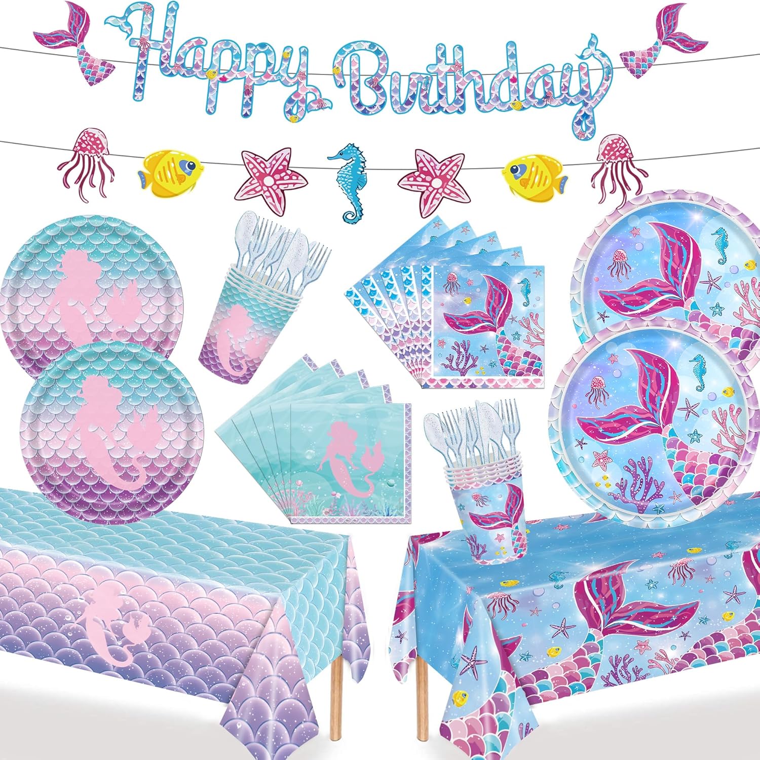 Amazon.com: 171Pcs Mermaid Birthday Party Decorations Set Mermaid Party ...