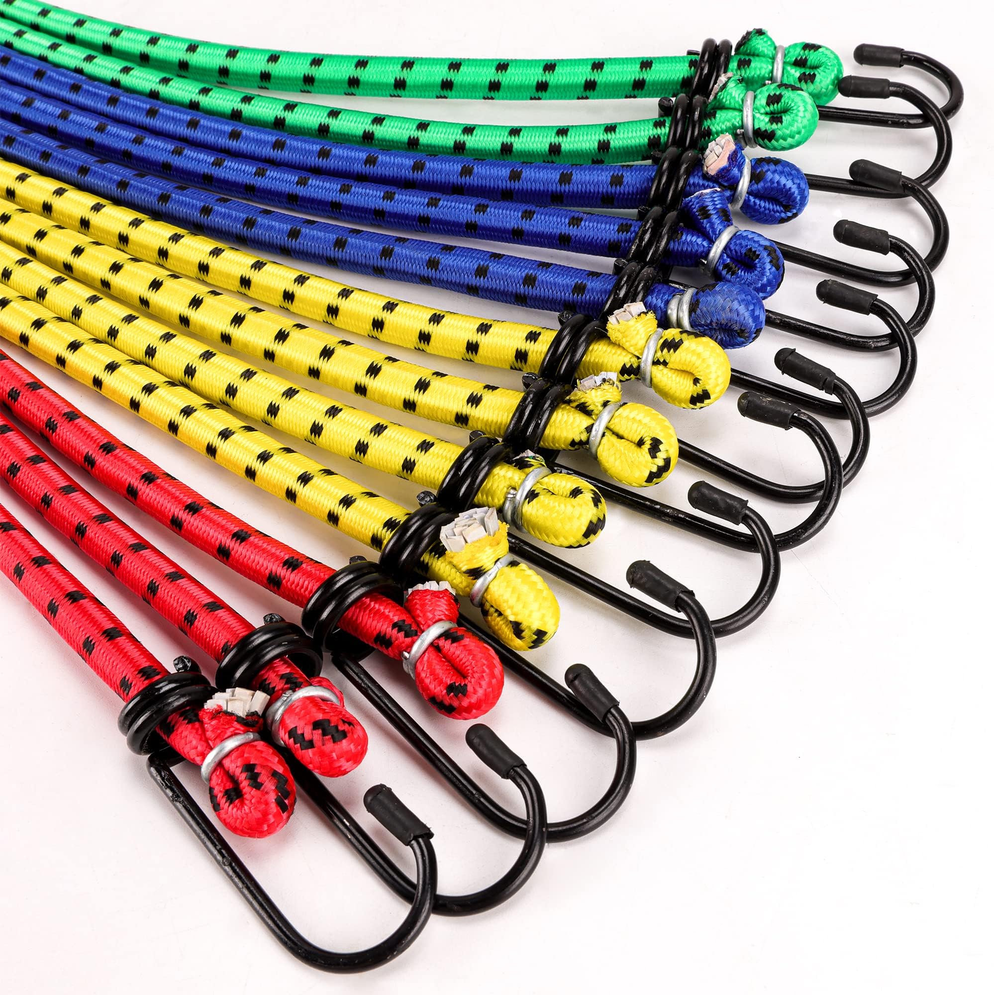 Bungee Cord Assortment - Premium 16 Piece Set with Plastic Coated Metal ...