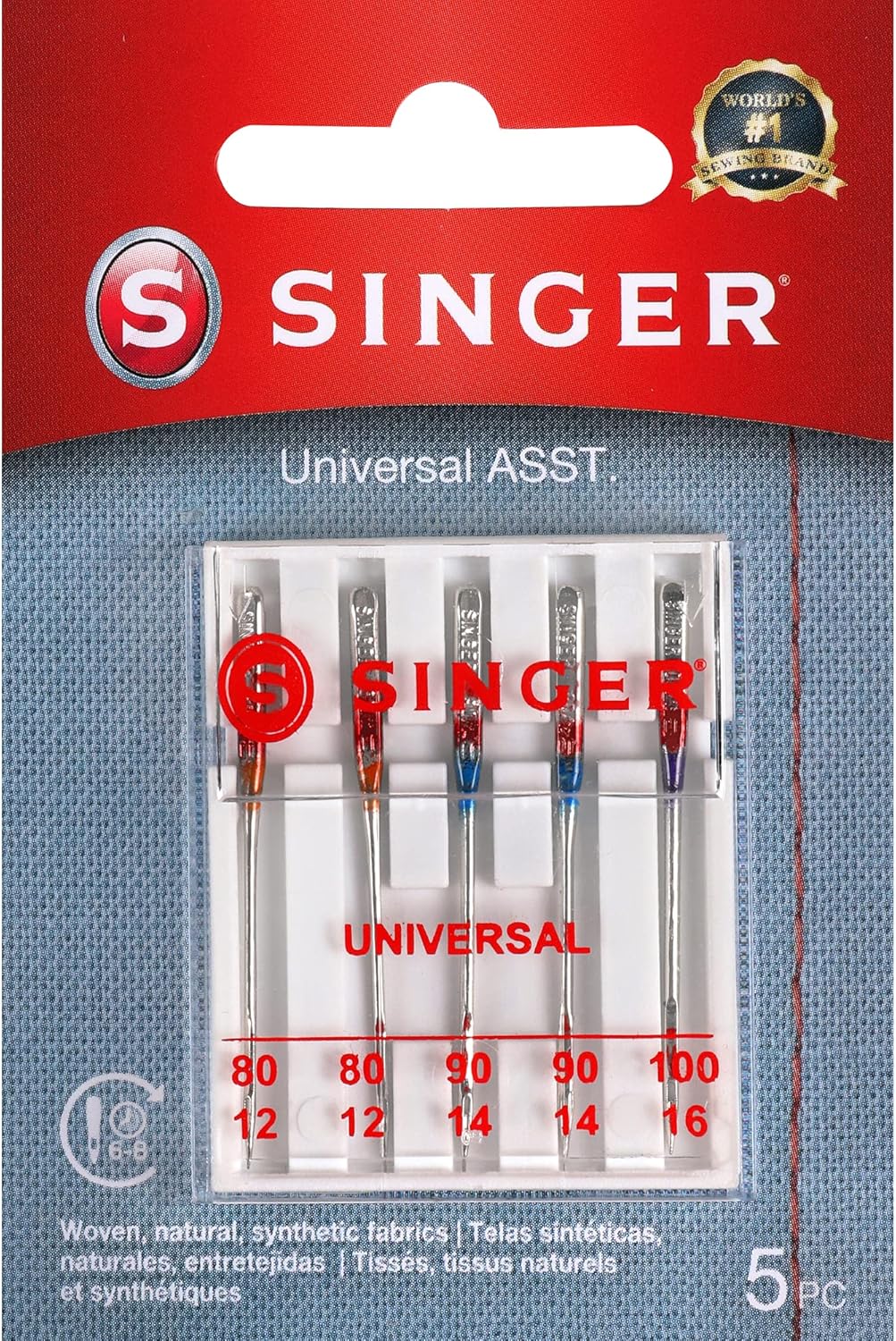Singer Sewing Machine Needle, Steel, Sizes 11/14/16 5/Pkg, 5 Count ...