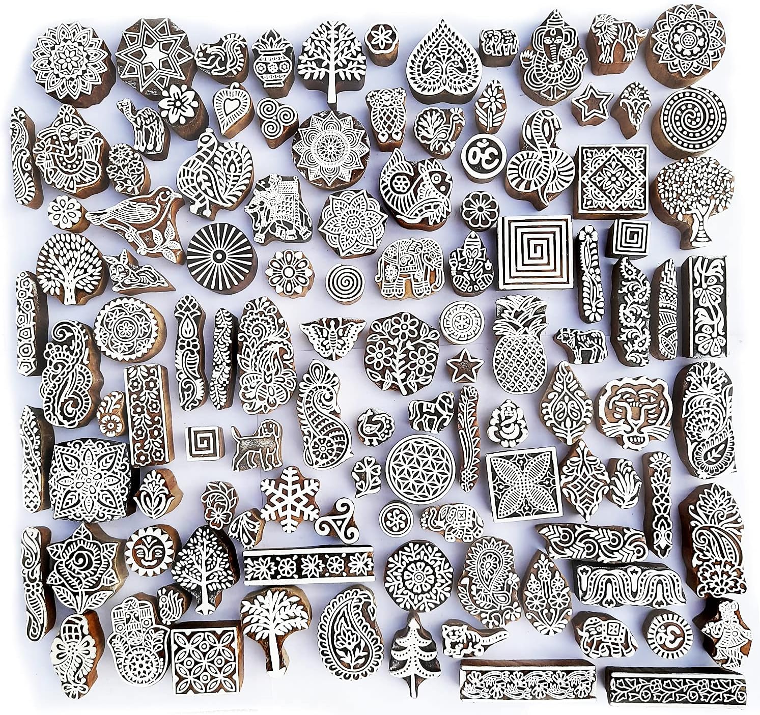 Mehndi Print Blocks Stylish Border Pattern Wooden Stamps (Set of 10 ...