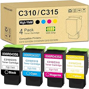 C310/C315 High-Yield Toner Cartridge (4 Pack, Black, Cyan, Magenta, Yellow) 006R04356 006R04357 ...