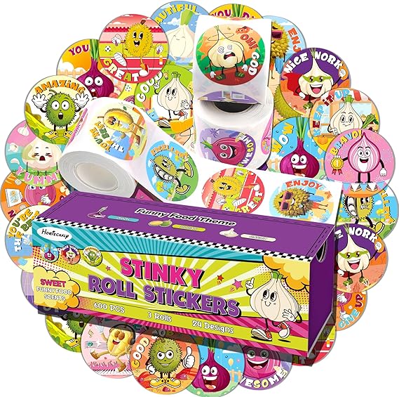 Amazon.com: 3 Rolls Smelly Stickers for Kids 600 PCS, 24 Designs Onion ...