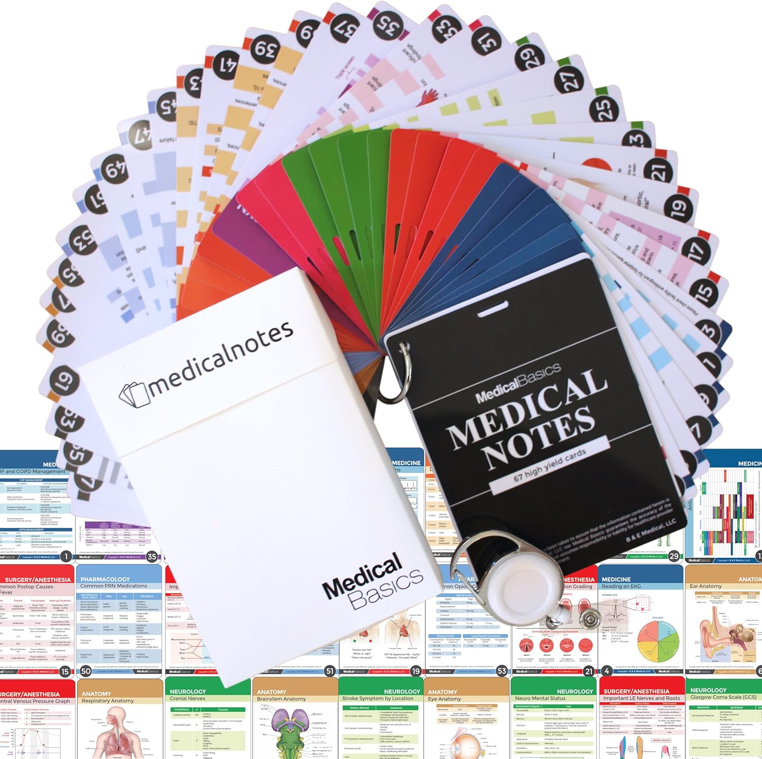 Medical Notes 67 Medical Reference Cards (3.5" x 5" Cards) for Internal ...