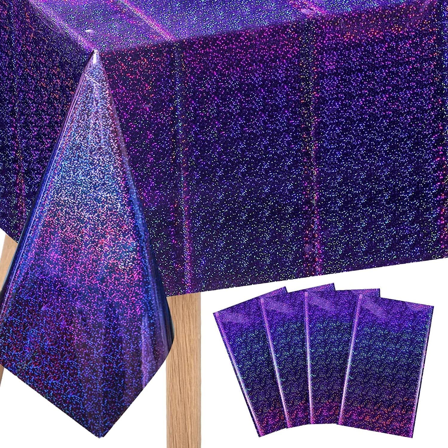 Amazon.com: GOUWEIBA 4 Pack Iridescence Plastic Tablecloths ...