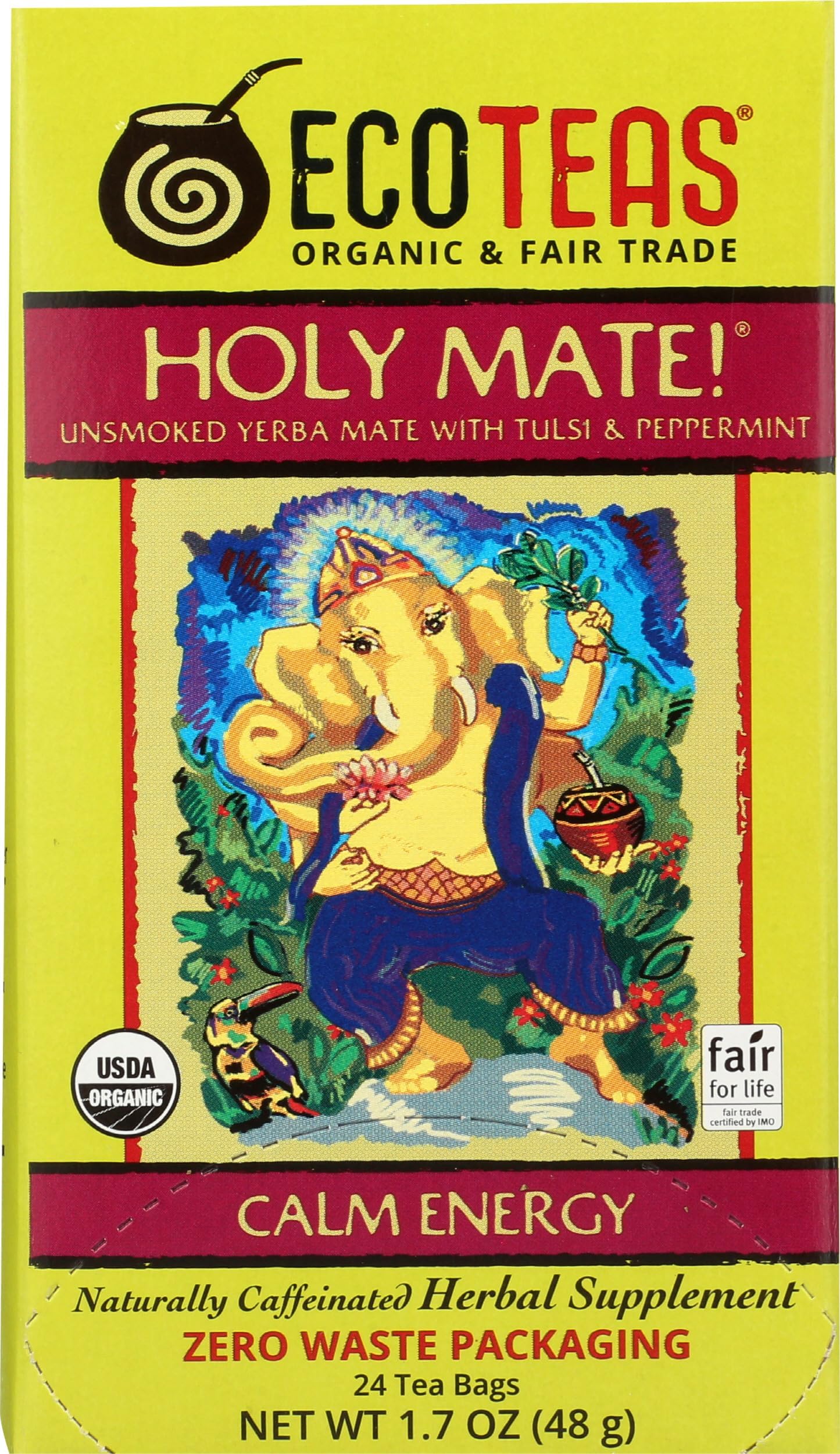 Amazon.com : ECOTEAS Organic Yerba Mate Unsmoked Tea 24 Bags (Pack of 3 ...