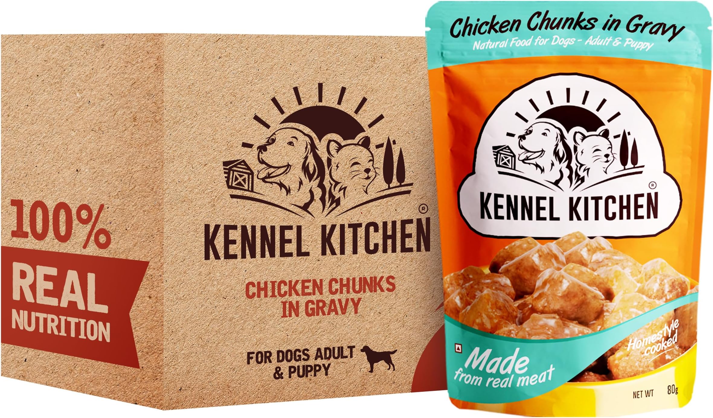 Kennel Kitchen Chicken Chunks in Gravy, 80g (Pack of 12) | Wet Dog Food ...