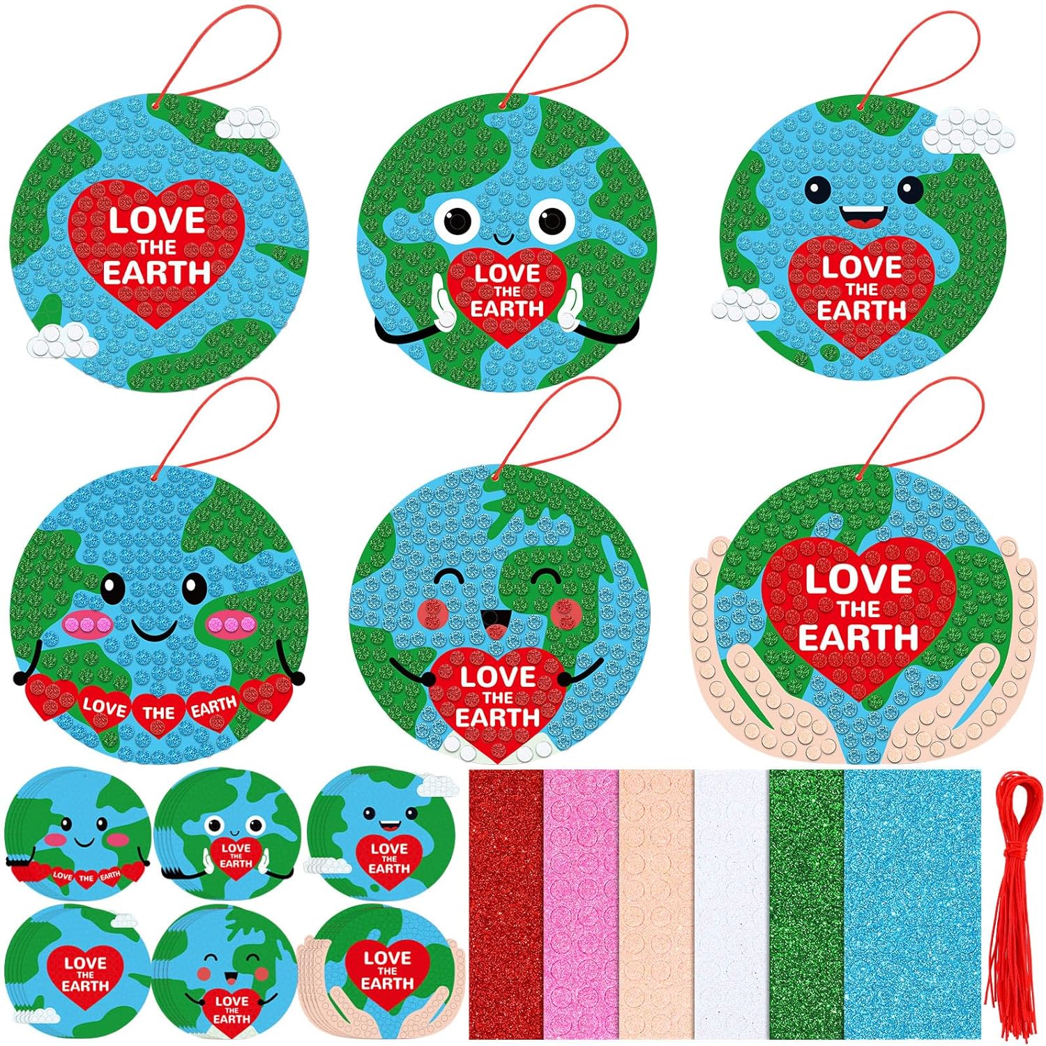 Amazon.com: Baderke 30 Sets Earth Day Glitter Mosaic Craft Kit for Kids ...