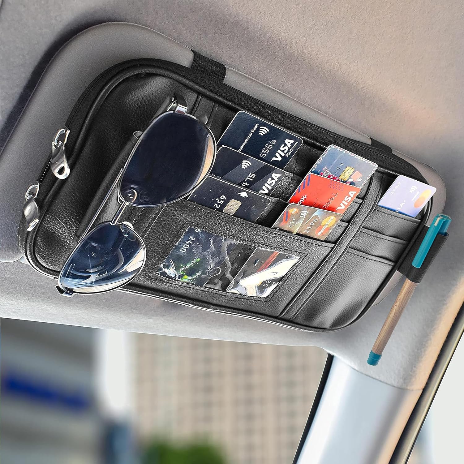 Brandclub - EcoNour Car Sun Visor Organizer (Black) Storage Pouch ...