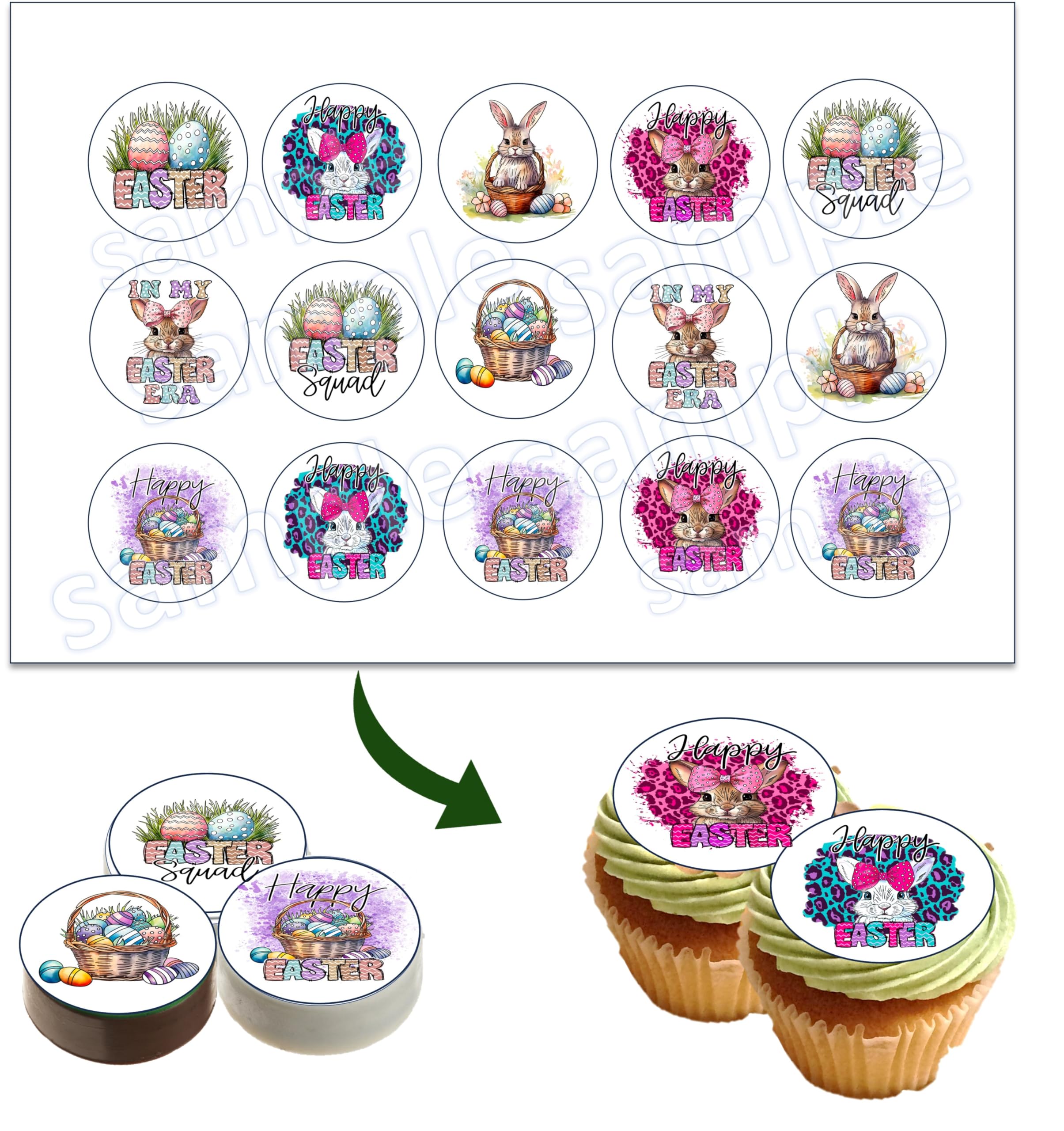 Amazon.com: Edible Easter Oreo cookies covered images, cupcake topper ...