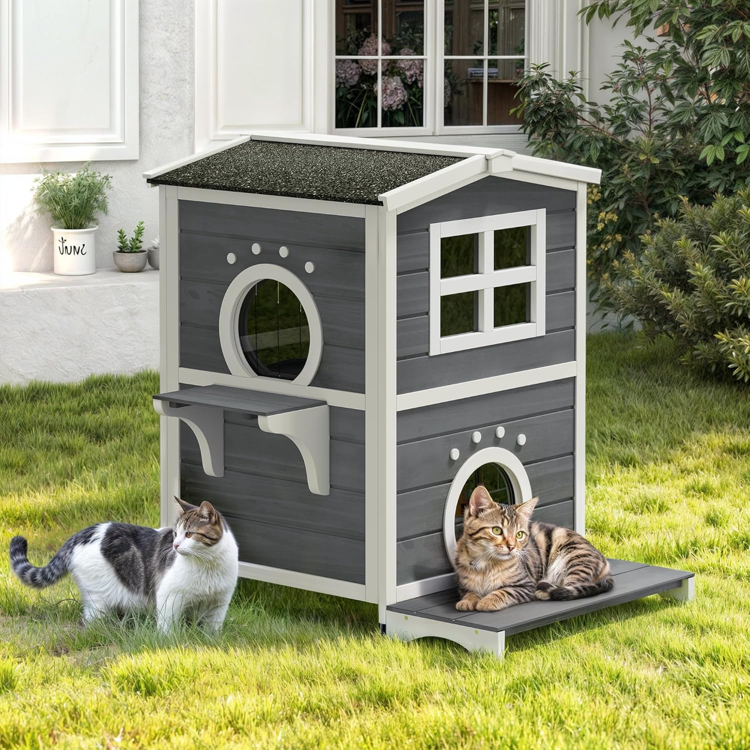 Amazon.com : YITAHOME Two Story Outdoor Cat House for 2 Cats, Large ...