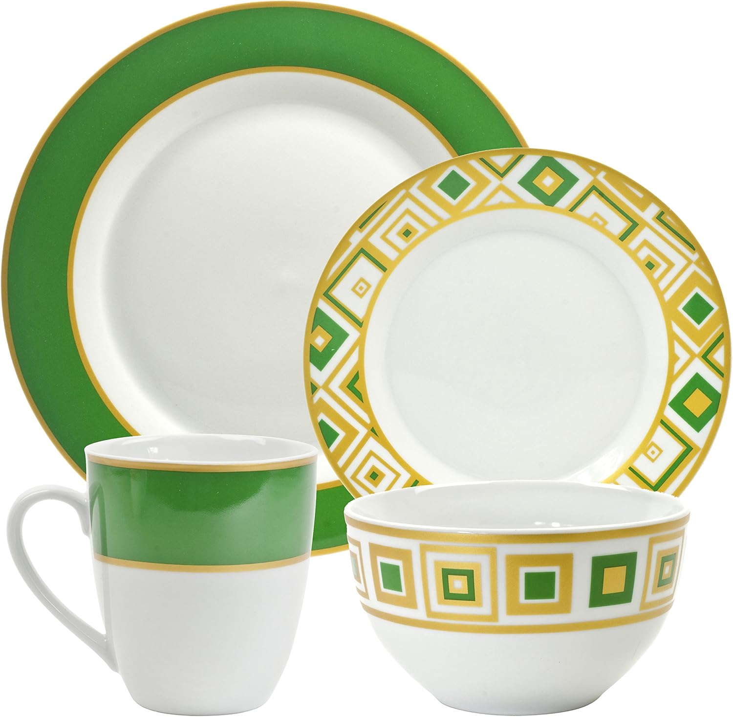 Amazon.com | 10 Strawberry Street Xena 16 Piece Dinnerware Set, Emerald ...