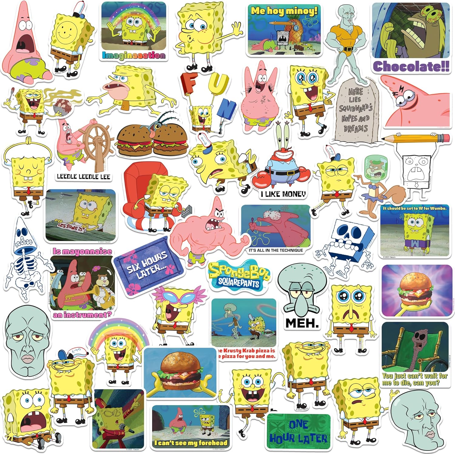 Spongebob Meme 50ct Vinyl Large Deluxe Stickers Variety Pack - Laptop ...