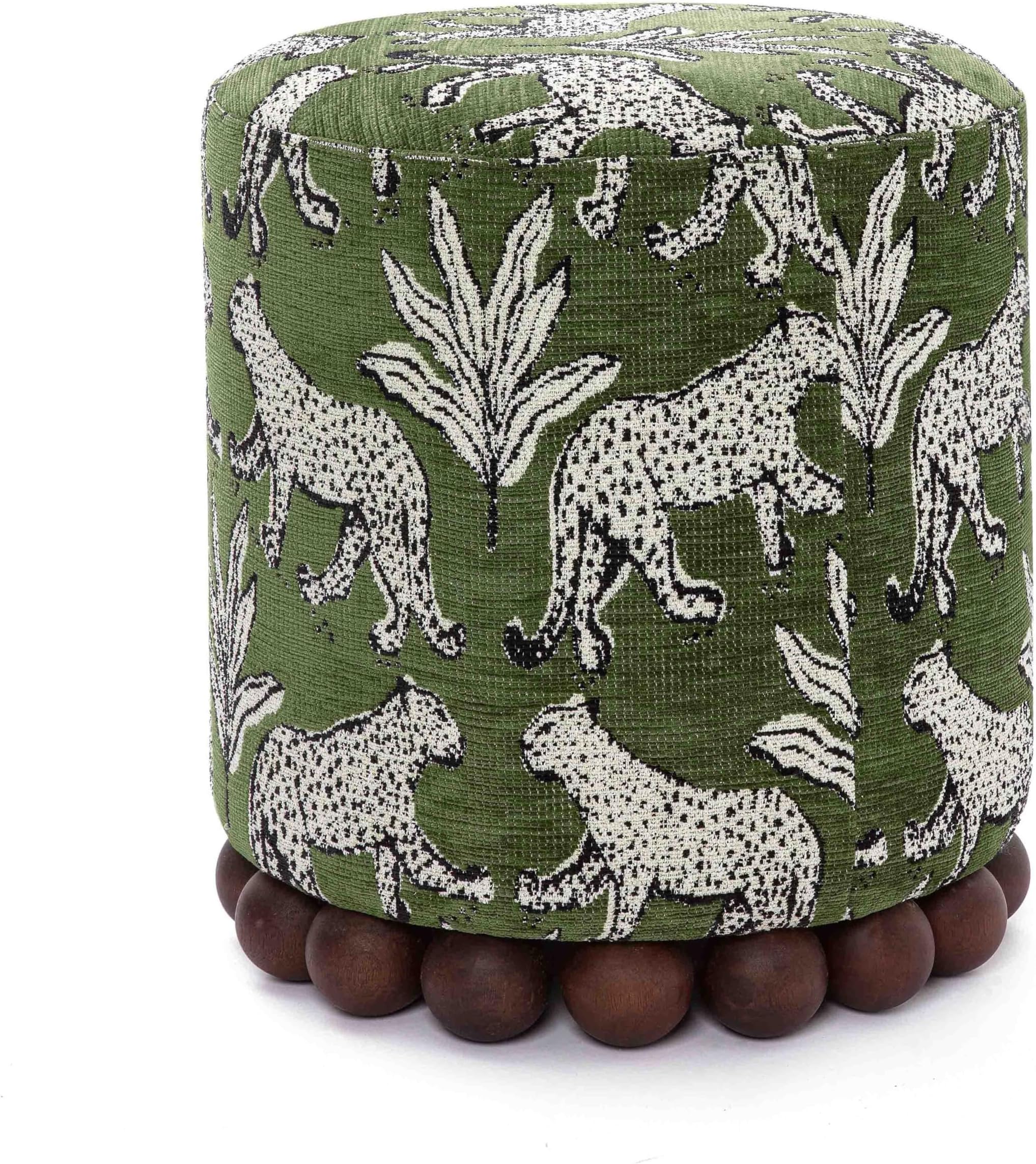 Amazon.com: Tov Furniture Dex Olive Green Leopard Jacquard Ottoman ...