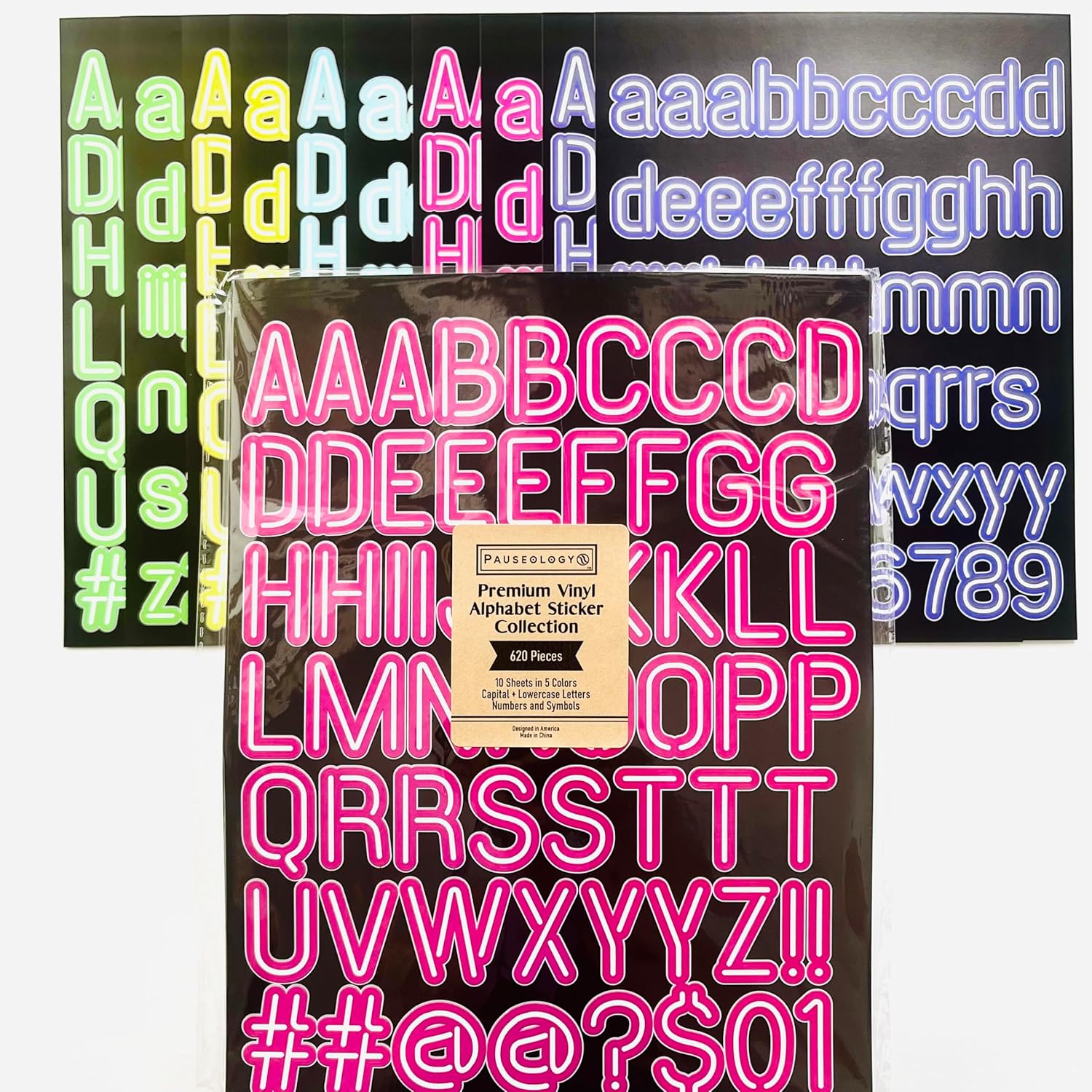 Amazon.com: 620 PCS Neon Light Alphabet Letter Stickers in Premium ...