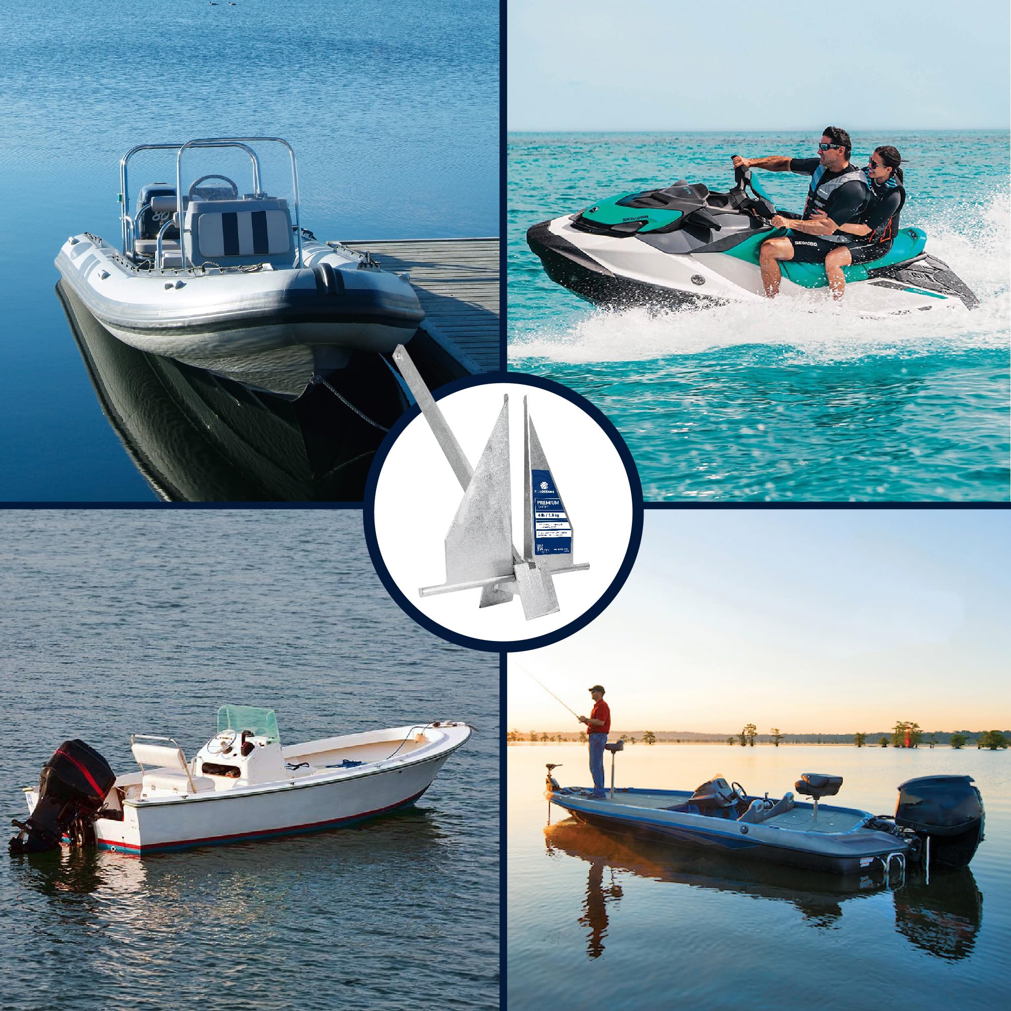 Snapklik.com : Boat Anchor - Fluke Anchor, 4 Lb, Galvanized Steel Boat ...