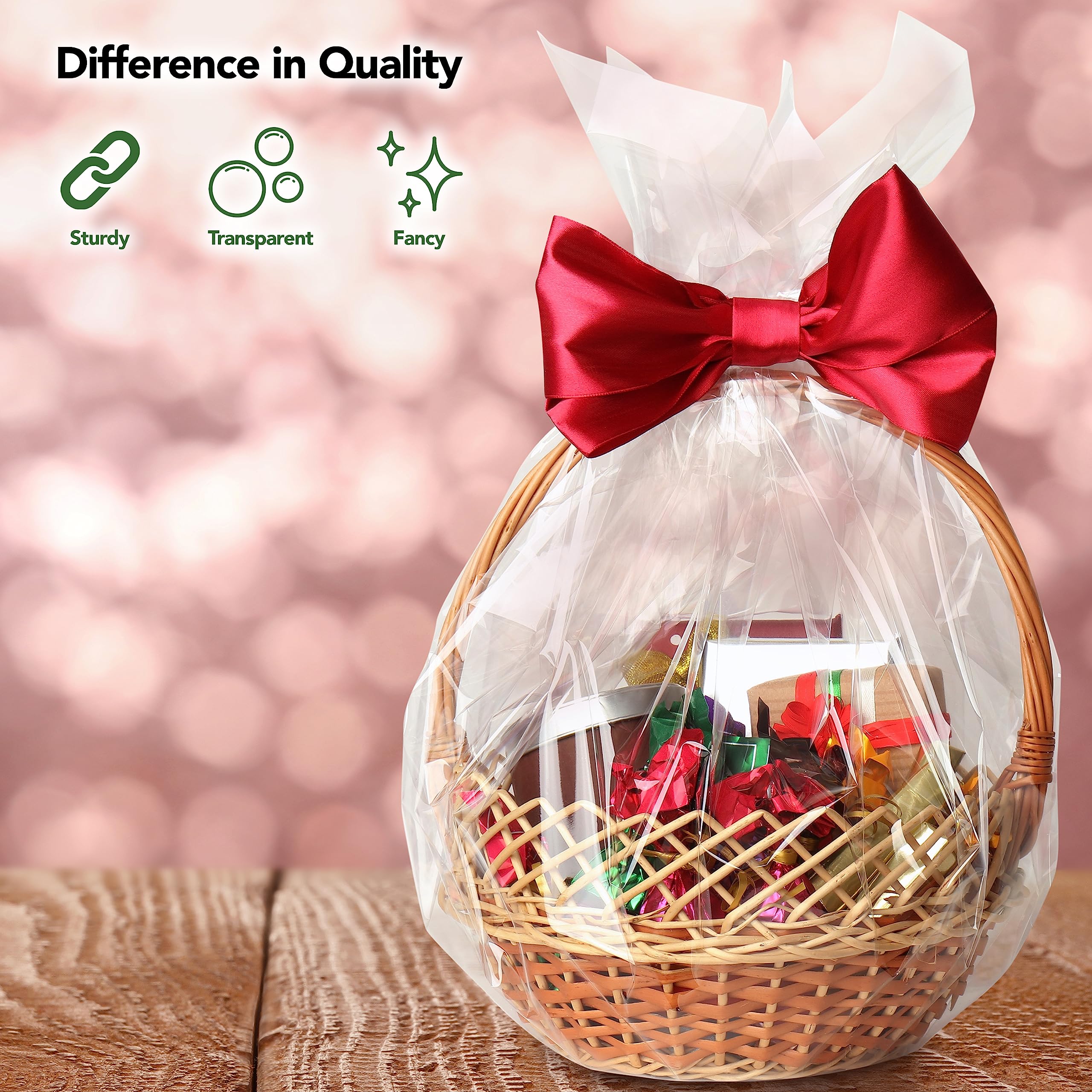 Gift Wrap Cellophane Bags 20" X 30" Round Bottom Cellophane Basket