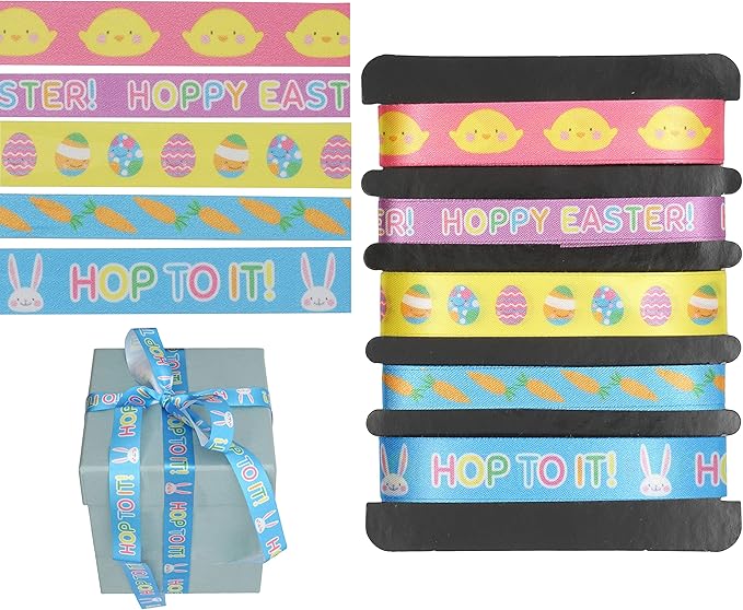 5PCS Easter Ribbons – Polyester Craft Ribbons for Bows, Gift Wrapping ...