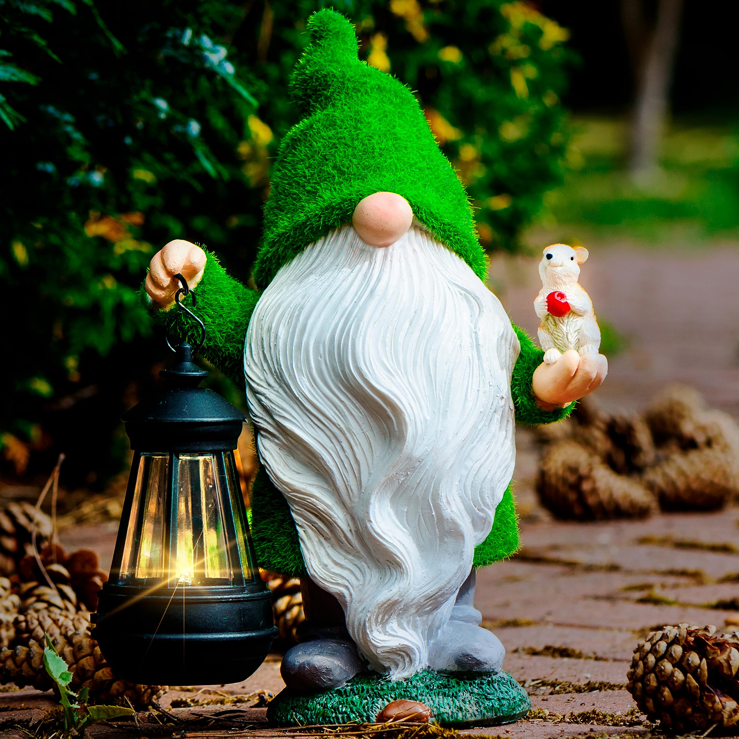 Amazon.com: Redwix Garden Gnome with Squirrel 11.8, Gnomes with Solar ...