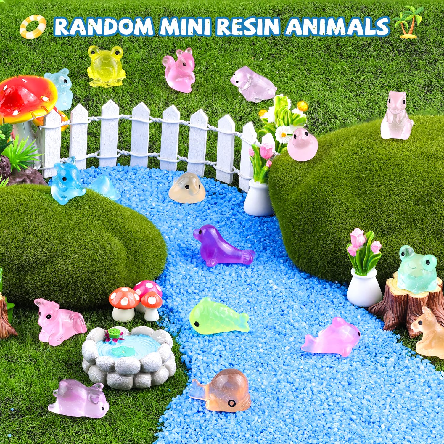 Resin Animals Rare 150PCS Random Mini Resin Animals Tiny Figurines Glow ...