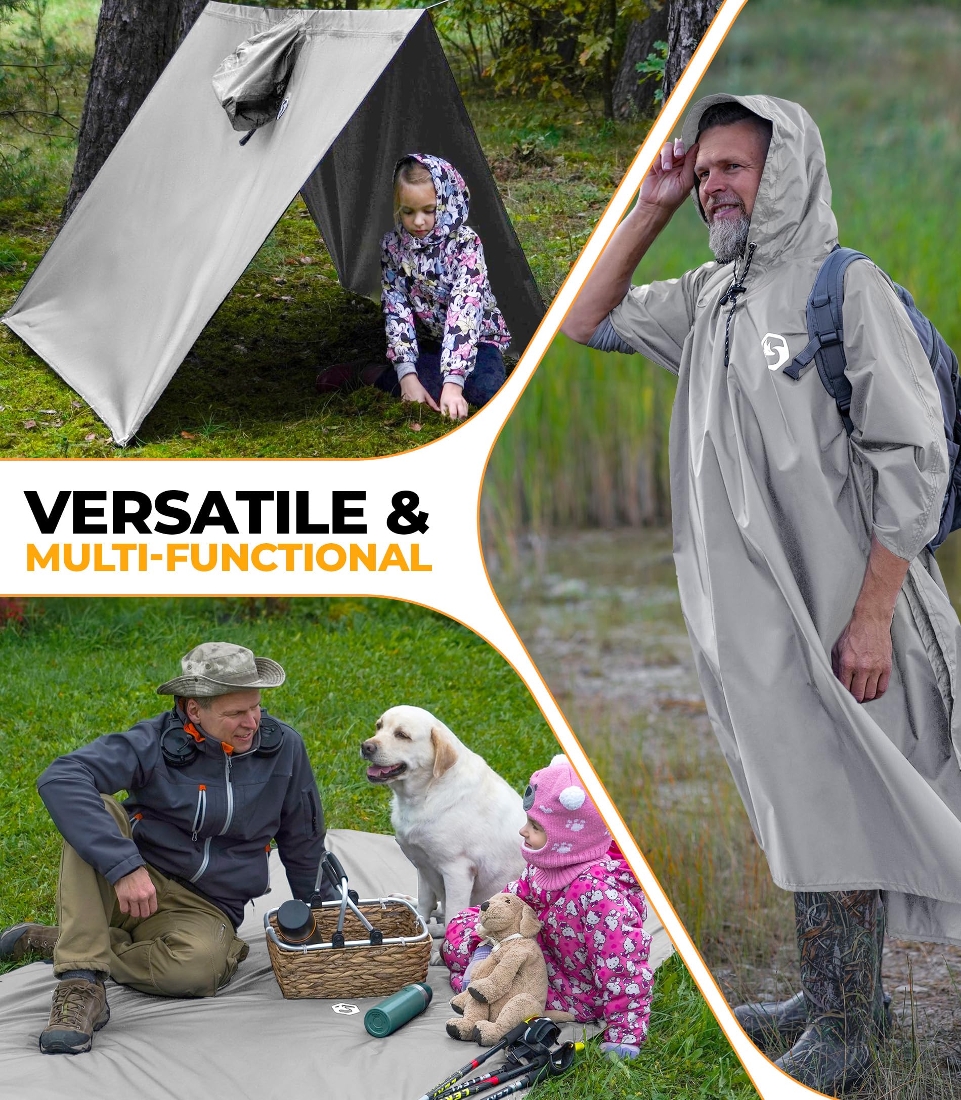 Snapklik.com : Foxelli Hooded Rain Poncho For Adults Extra Long ...