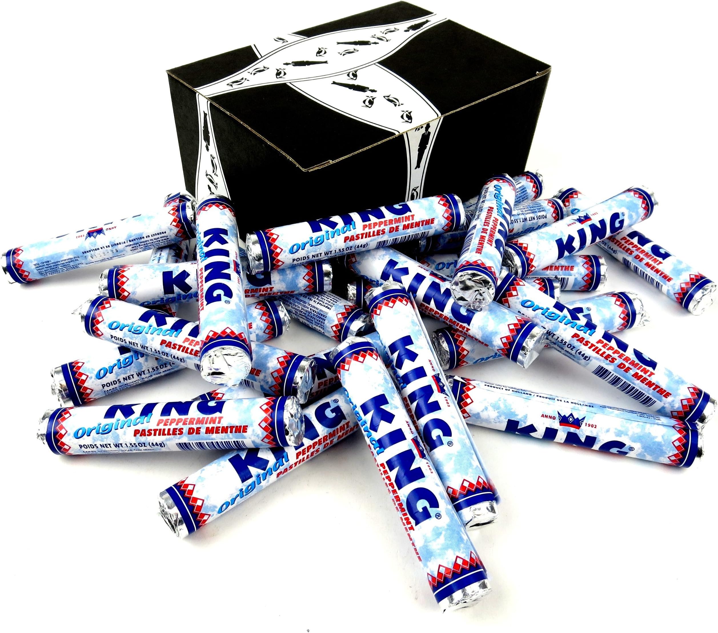 Amazon.com : King Original Peppermints, 1.55 oz Rolls in a BlackTie Box ...