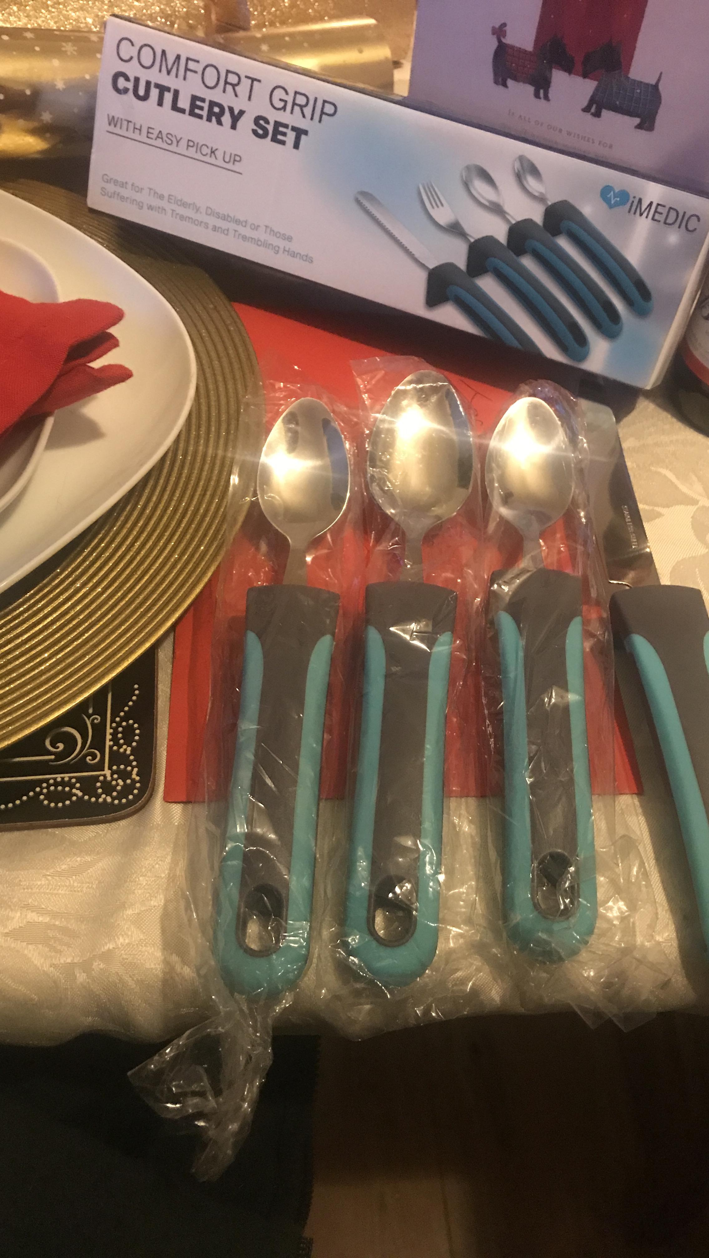 iMedic Easy Grip Cutlery for Adult - 1 Set Cutlery for Disabled Hands ...
