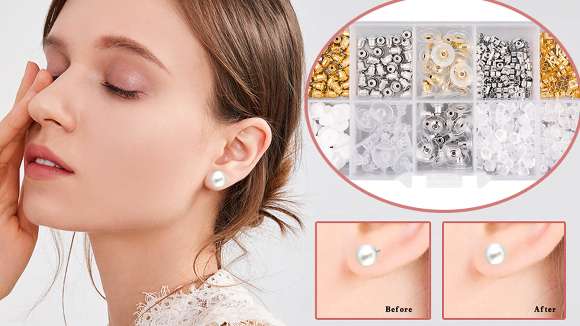 Earring Making Kit 1080pc Earring Backing Kit - 10 Style Mix (Clear ...