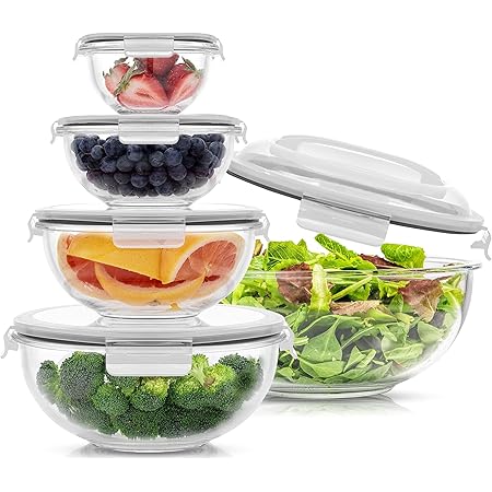 Amazon.com: dokaworld Glass Mixing Bowls - Nesting Bowls - Space-Saving ...