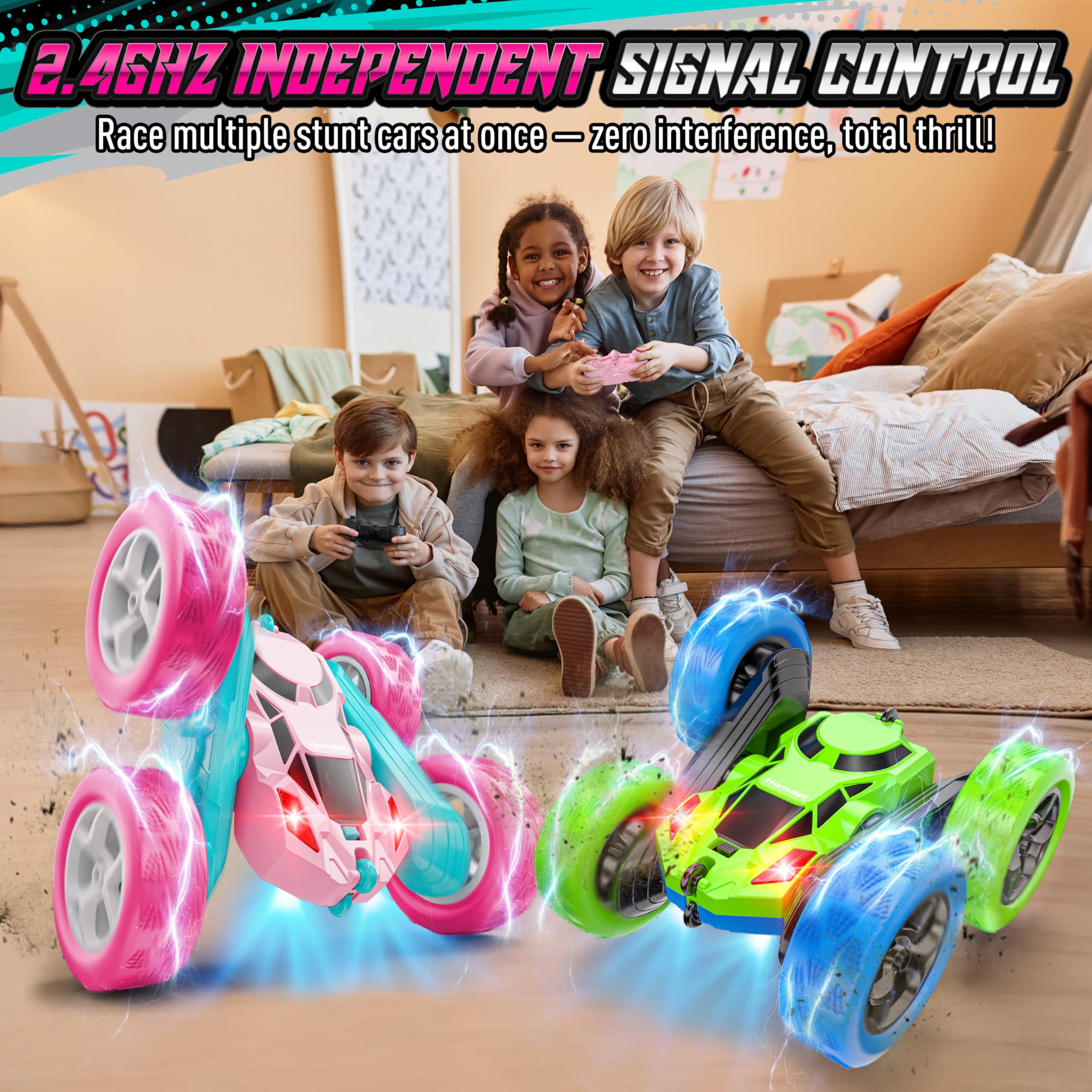 Snapklik.com : Hamdol Pink RC Car For Girls Age 6+, 360 Rotating Stunt ...