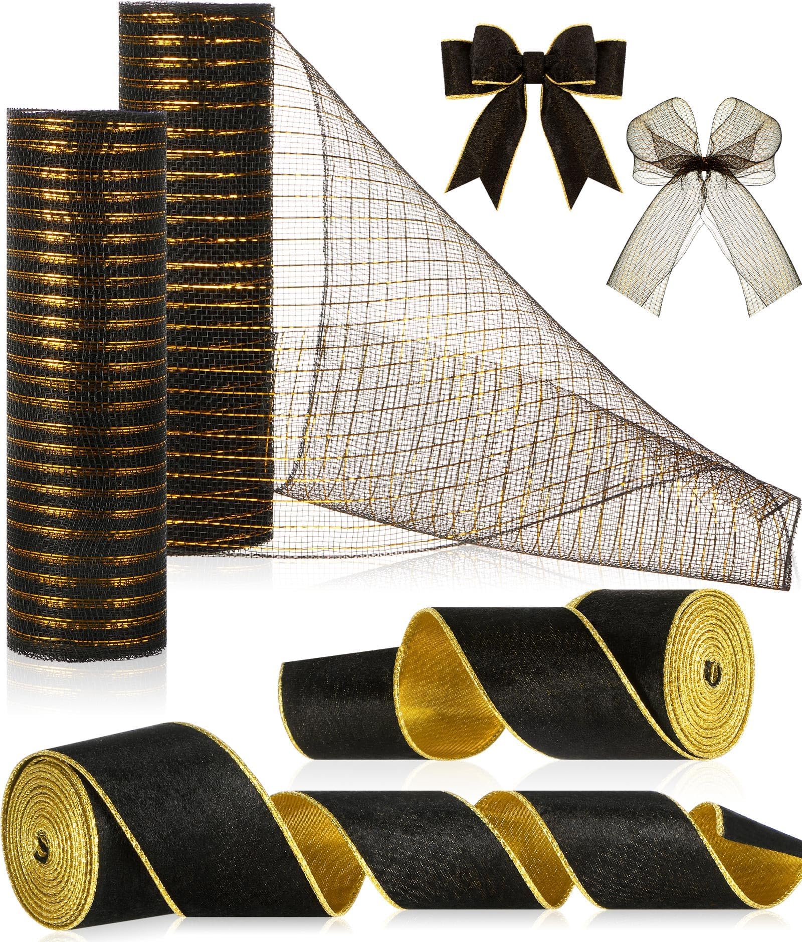 Amazon.com: 10 Inch x 30 Feet Deco Poly Metallic Mesh Ribbon (Black ...