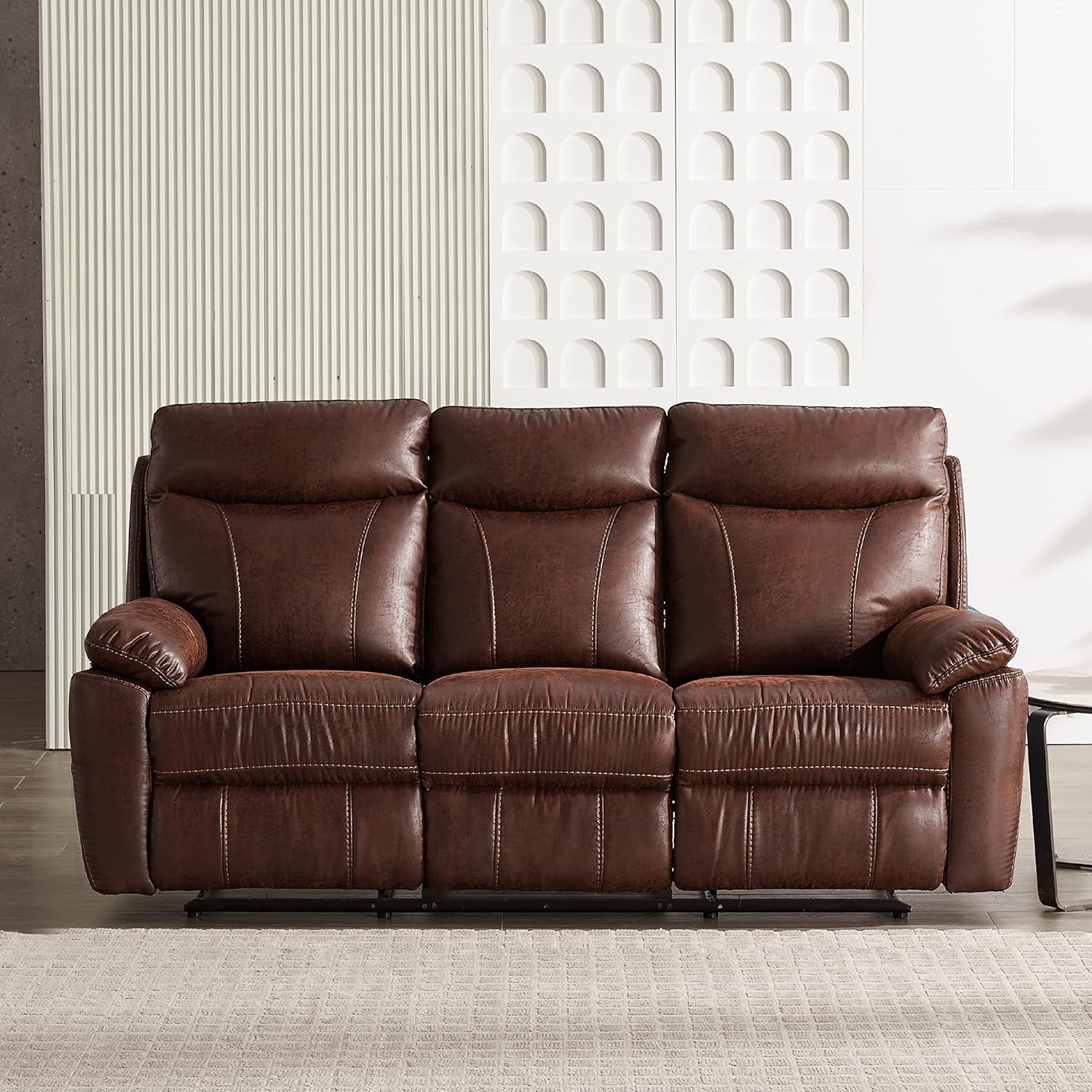 Amazon Brand - Solimo Ranttila Manual 3 Seater Leatherette Recliner ...
