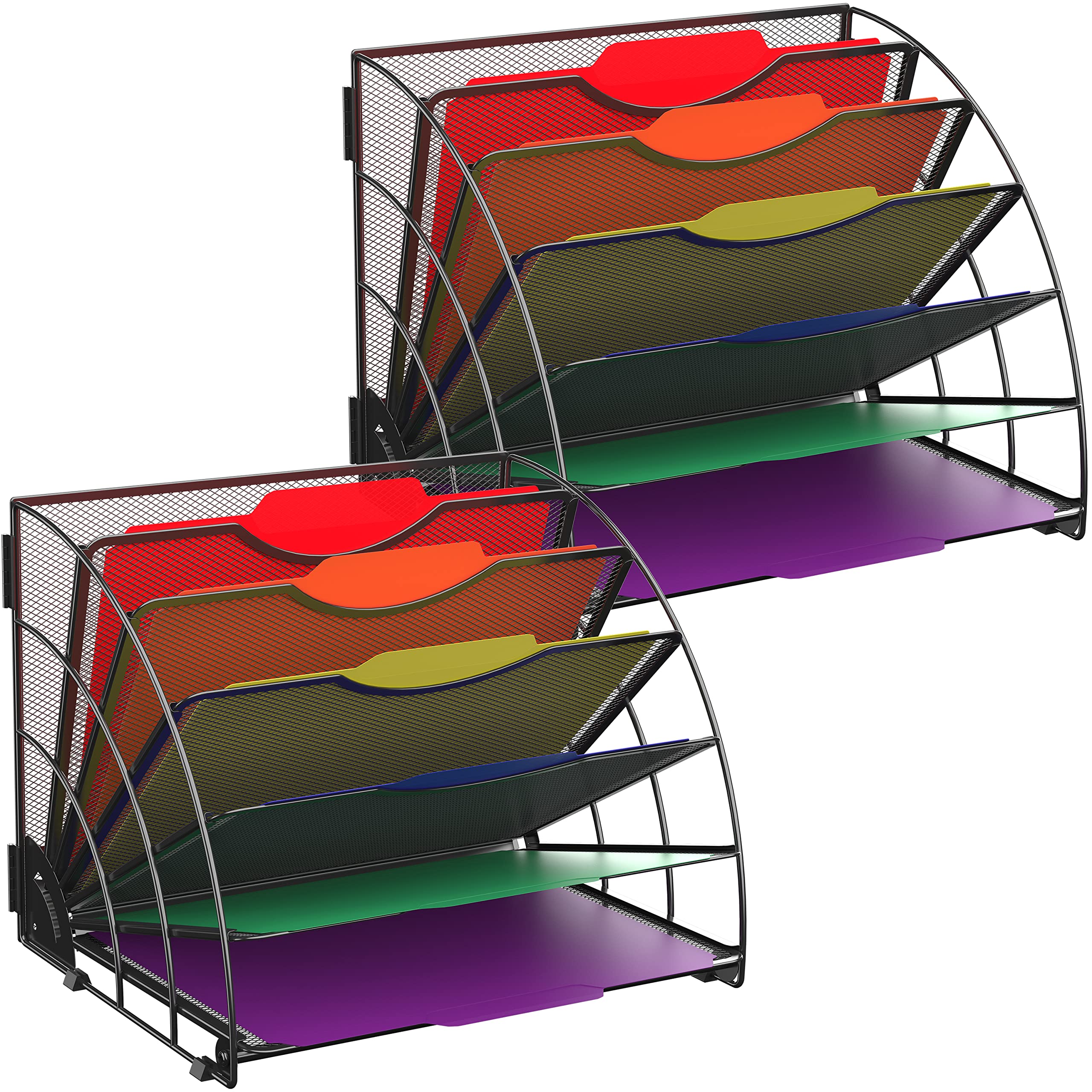 Snapklik.com : Fan Shaped Desk File Organizer, 6 Compartments For ...